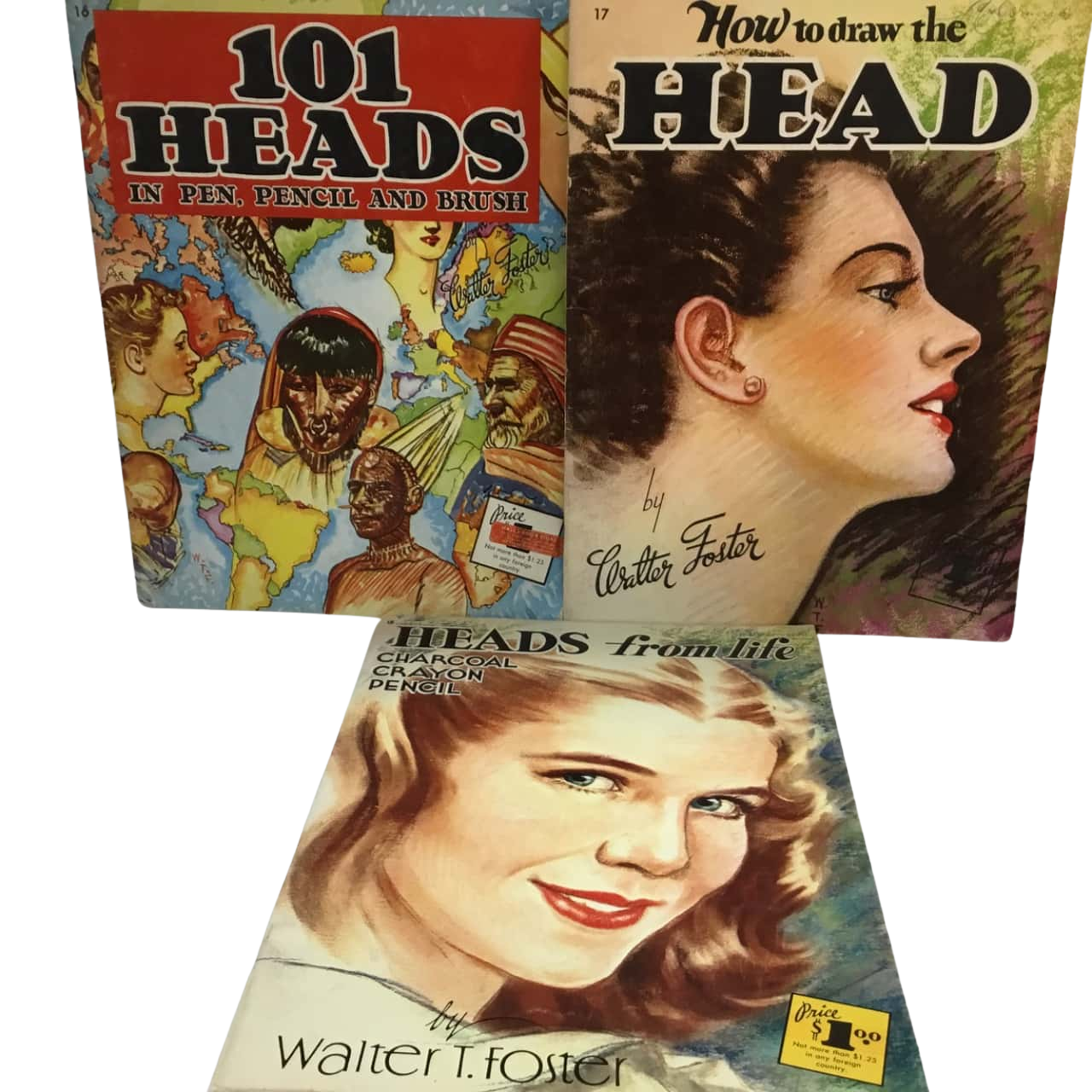 Vintage How to Draw Heads Books x 3 as pictured