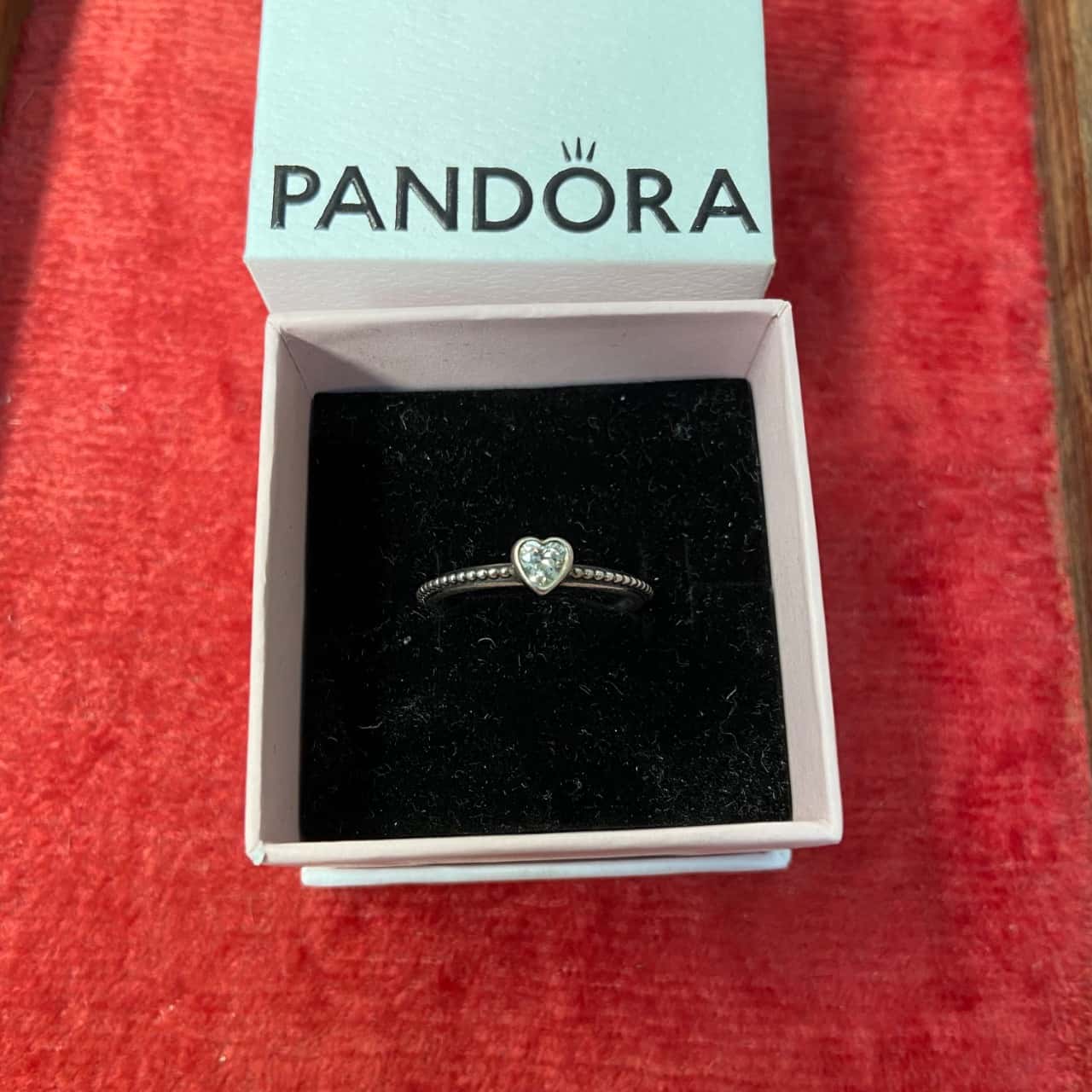 Pandora Silver Heart Ring Stirling Silver CZ heart, Size O 1/2(s)