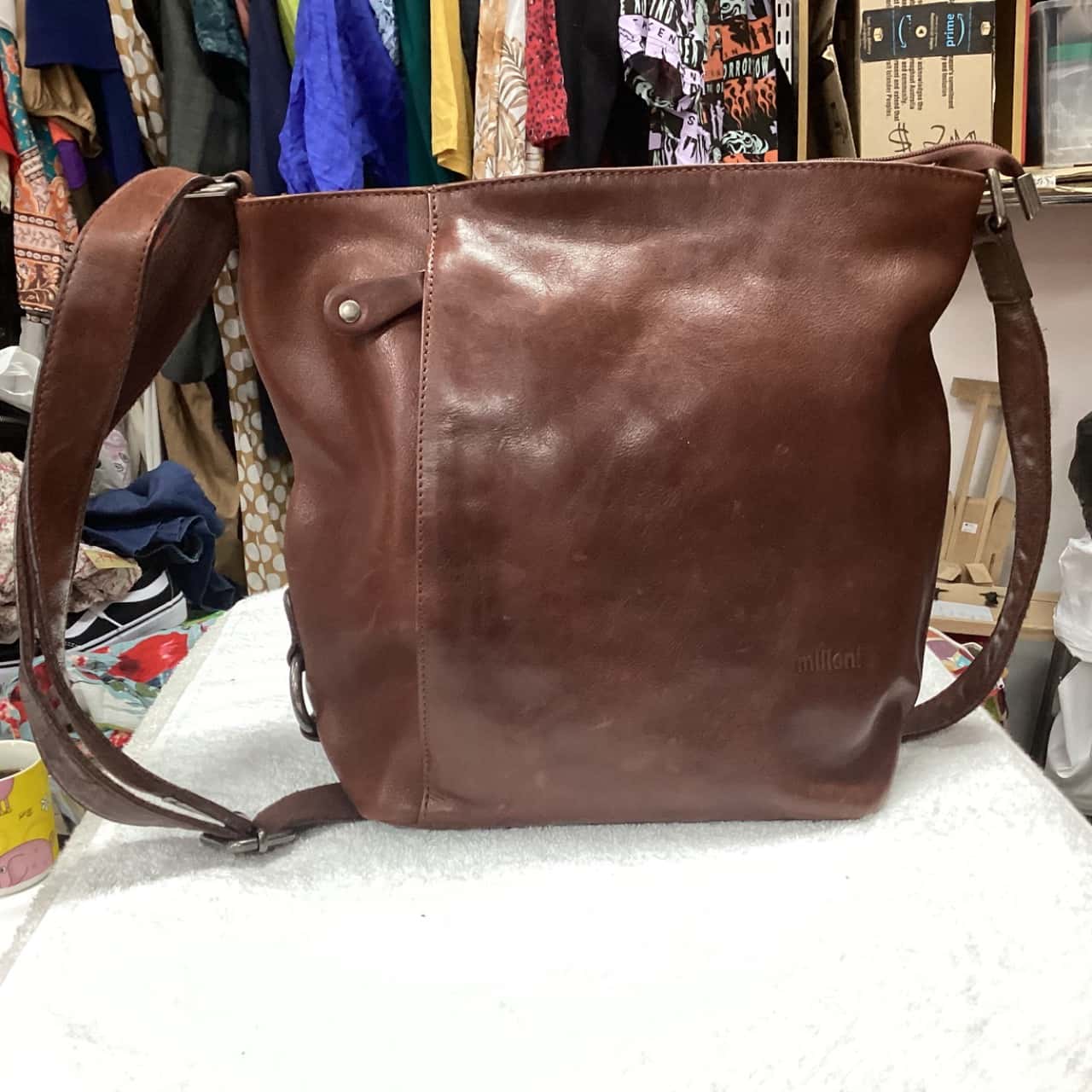 Milleni brown leather “Napa” crossbody bag(s)
