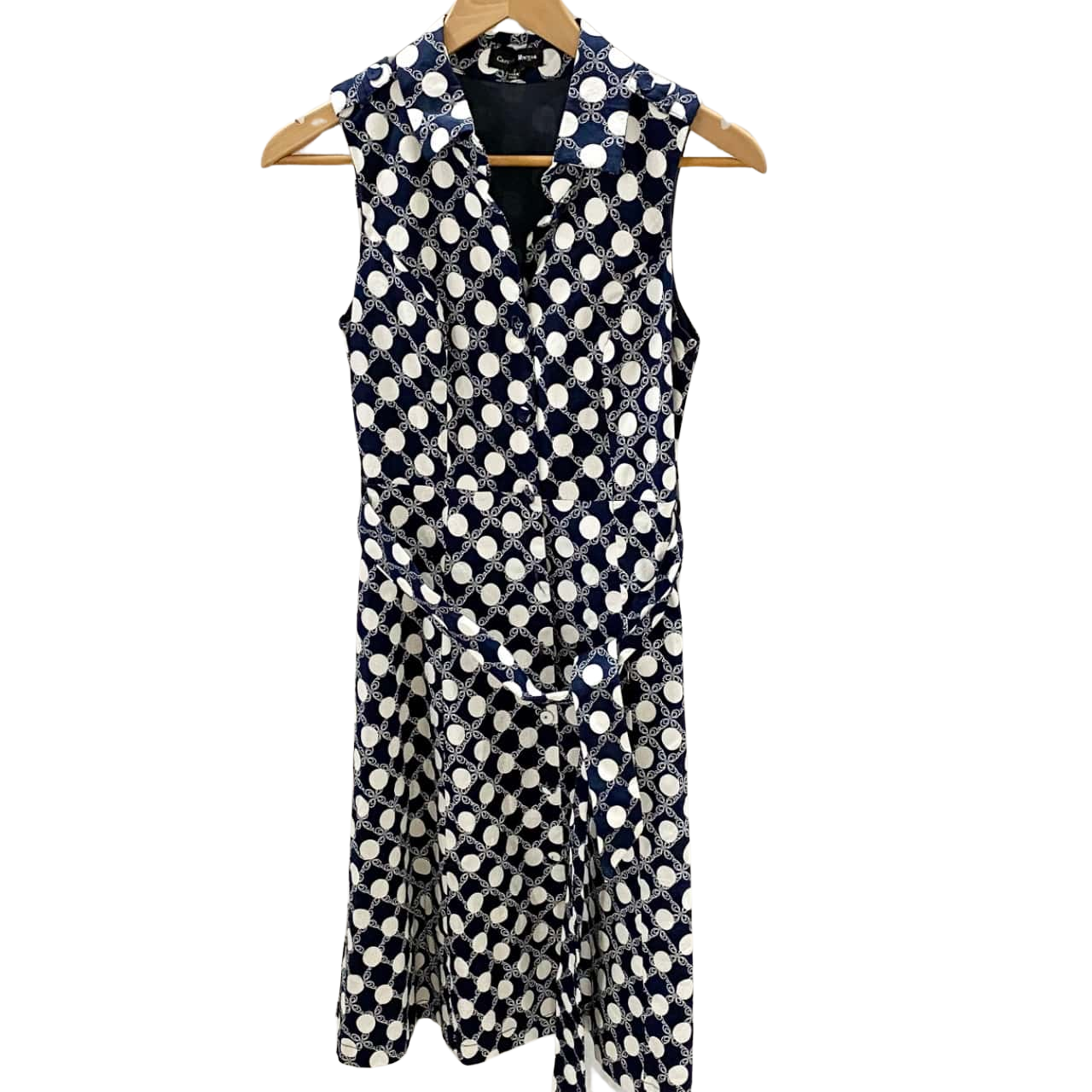 Caroline Morgan Womens Dress Size 8 Navy Blue White Polka Dots So Cute S