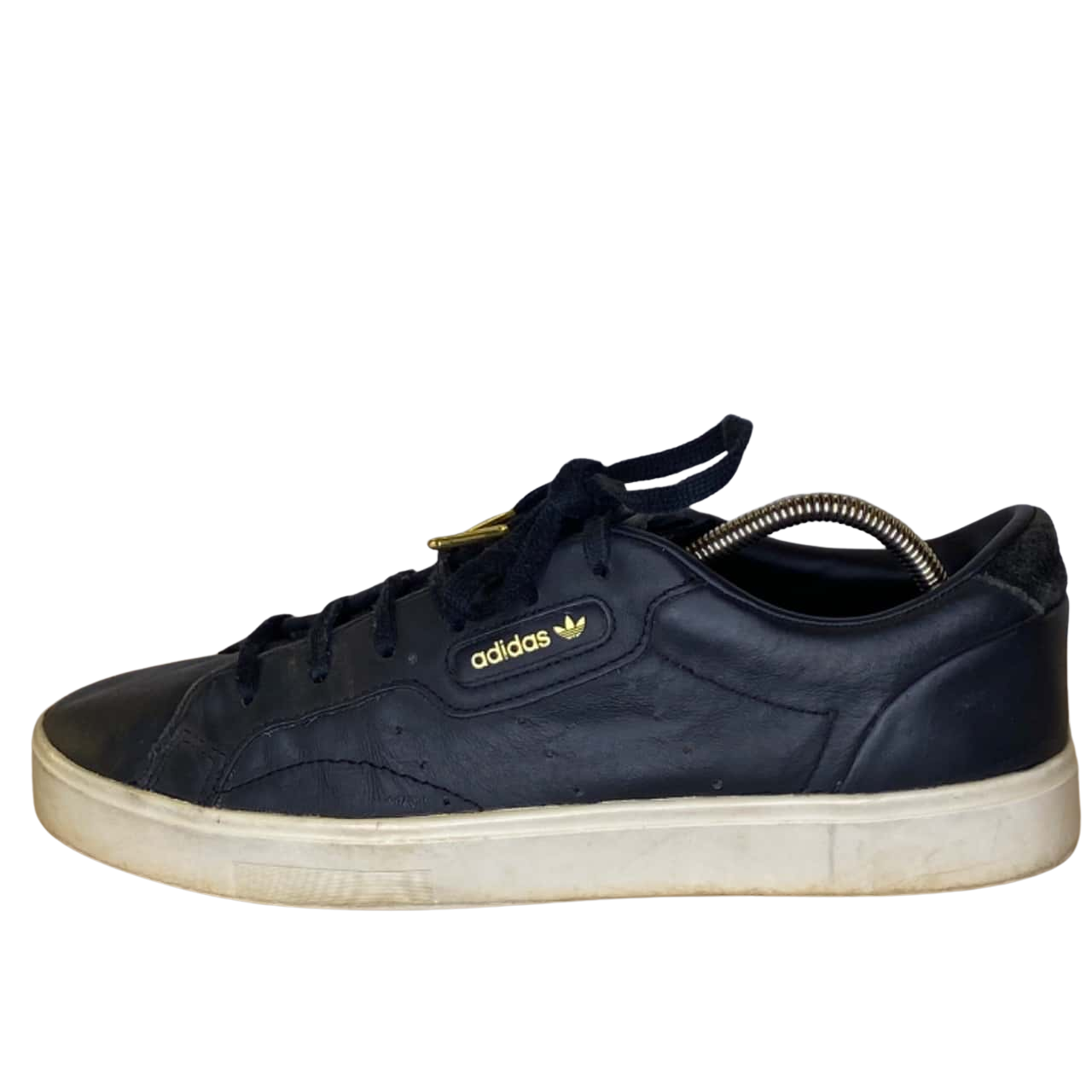 Adidas Womens Leather Sneakers Size 41.5 Black / White (s)