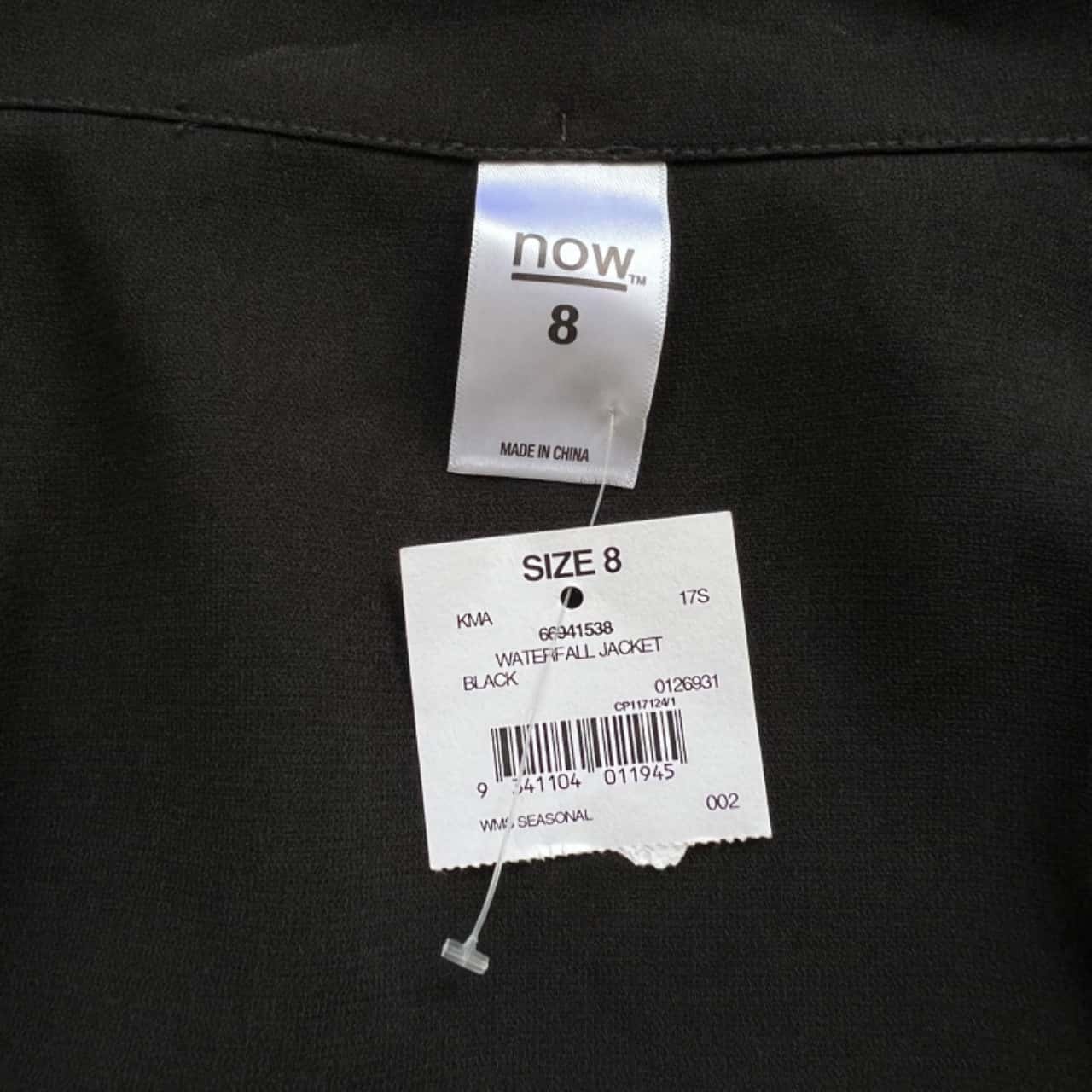 BNWT Kmart Womens Size 8 Waterfall Cardigan Black (s)