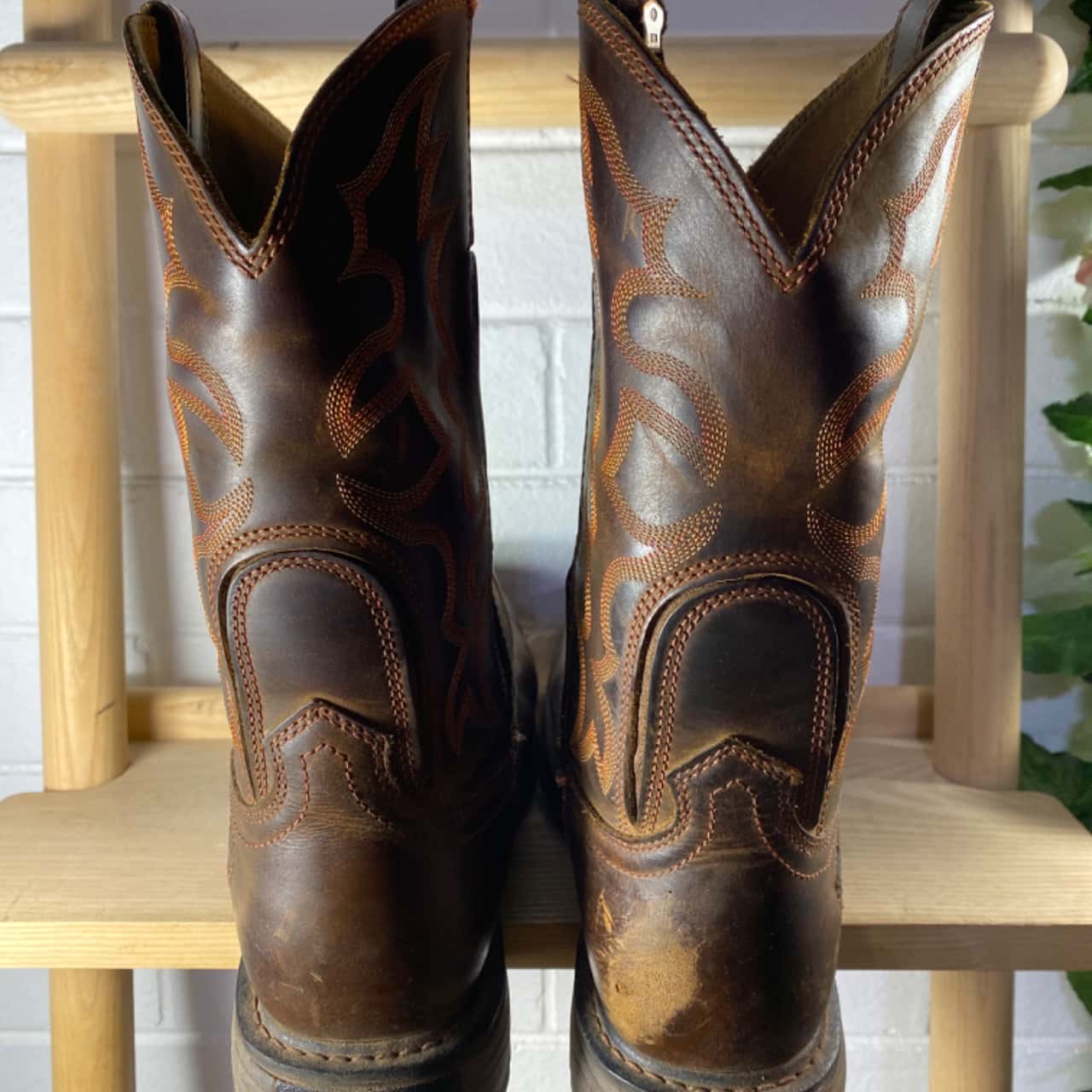 ARIAT Mens Leather Safety Cowboy Boots Size 44.5 Brown (s)