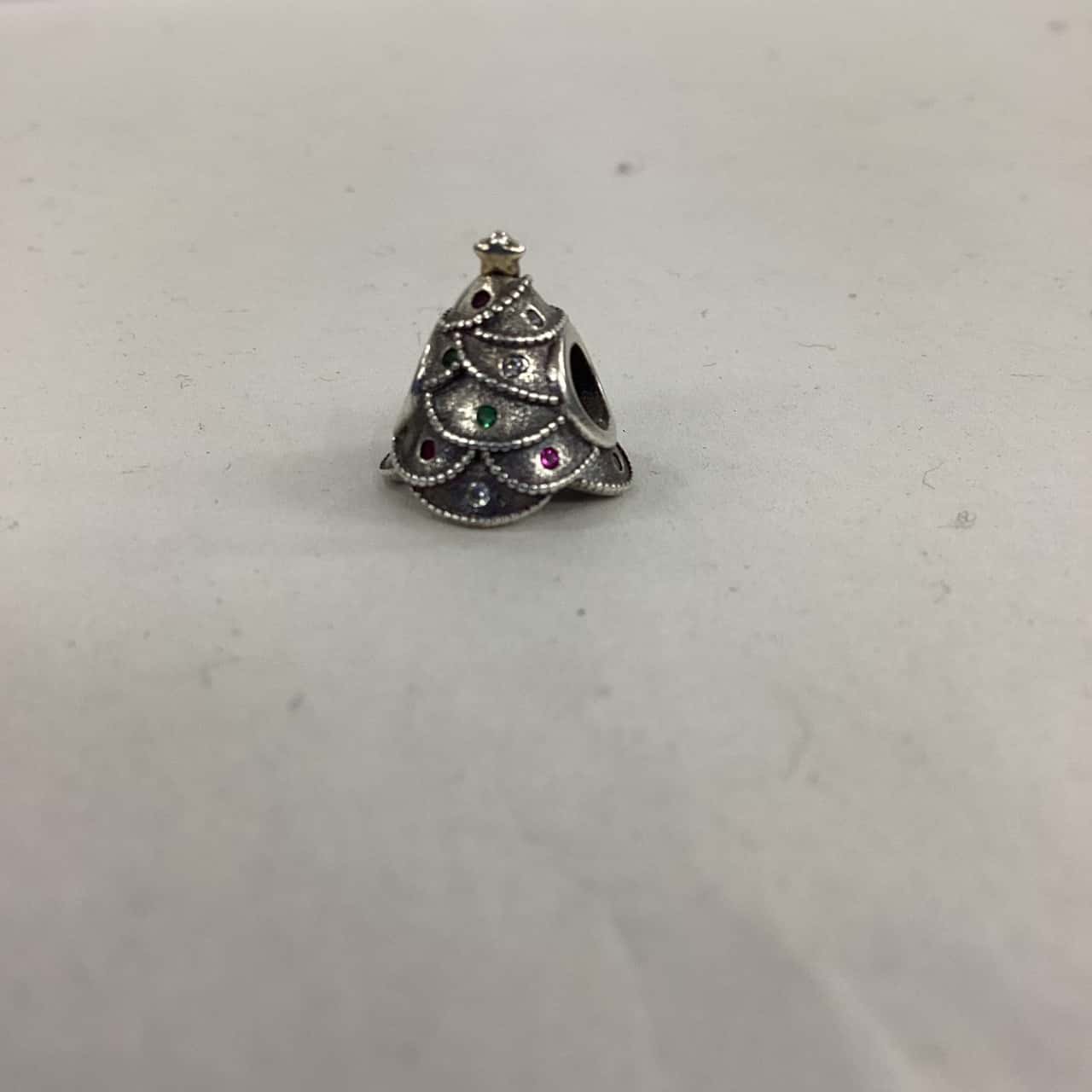 Womens Christmas Tree Charm Bracelet Charm Sterling Silver (Stamped S925)