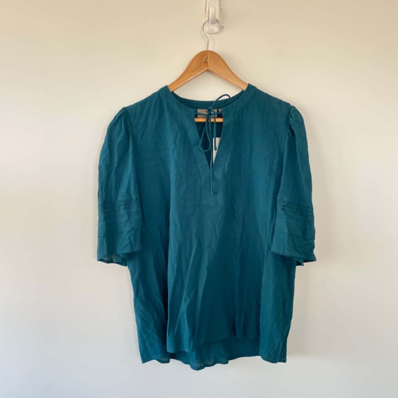 Sussan Teal Short Sleeve Blouse Top Size 12 / L (s)