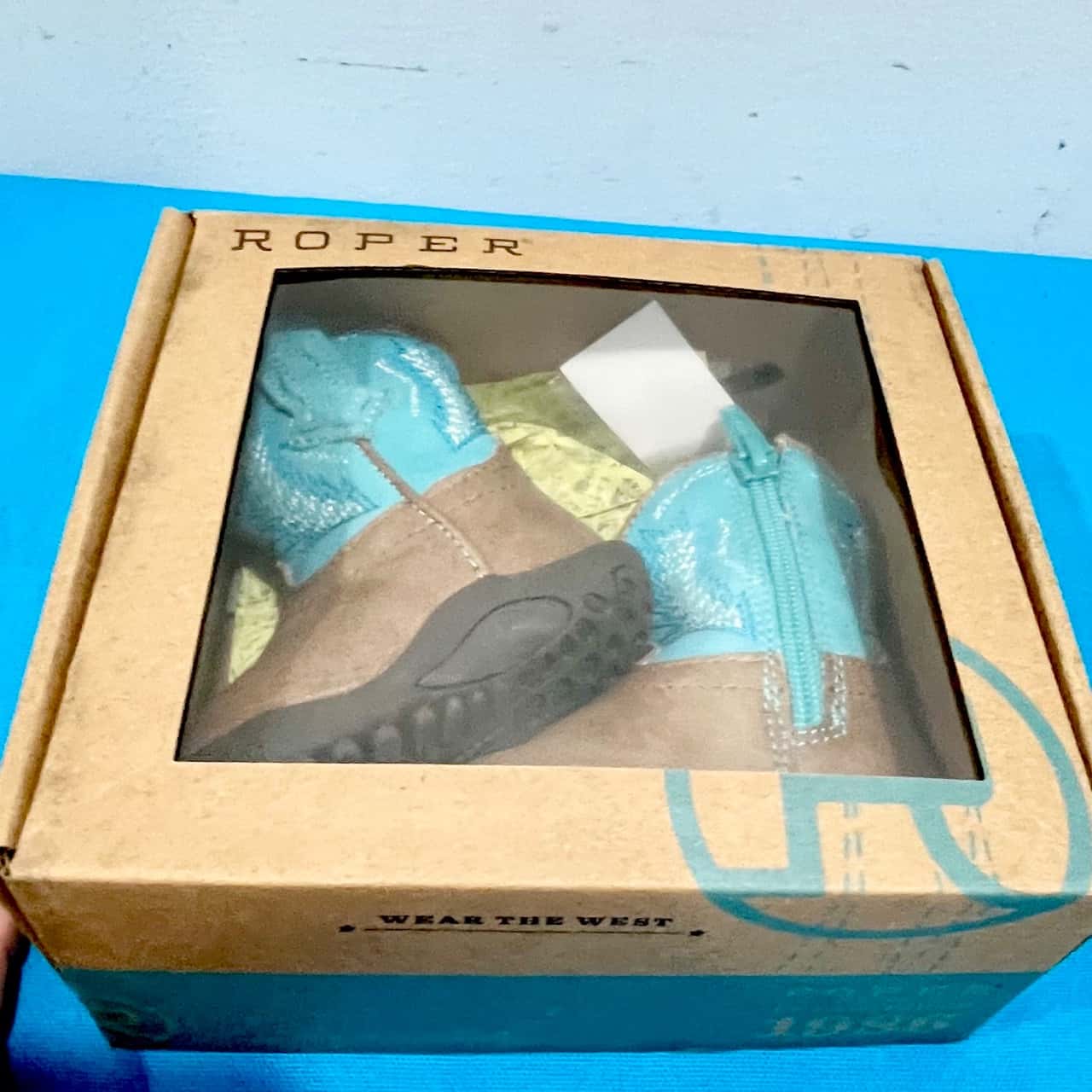BNWT Ropper Cowboy Boots brown/Blue detail design Size 0-3mths