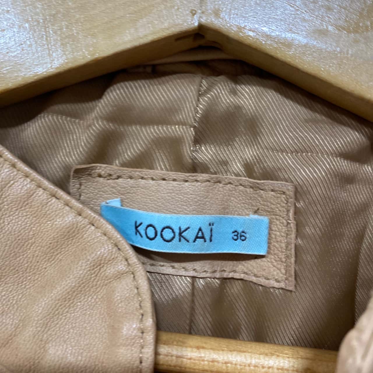 Kookai Womens Size 8 Beige Cropped Leather Jacket(s)
