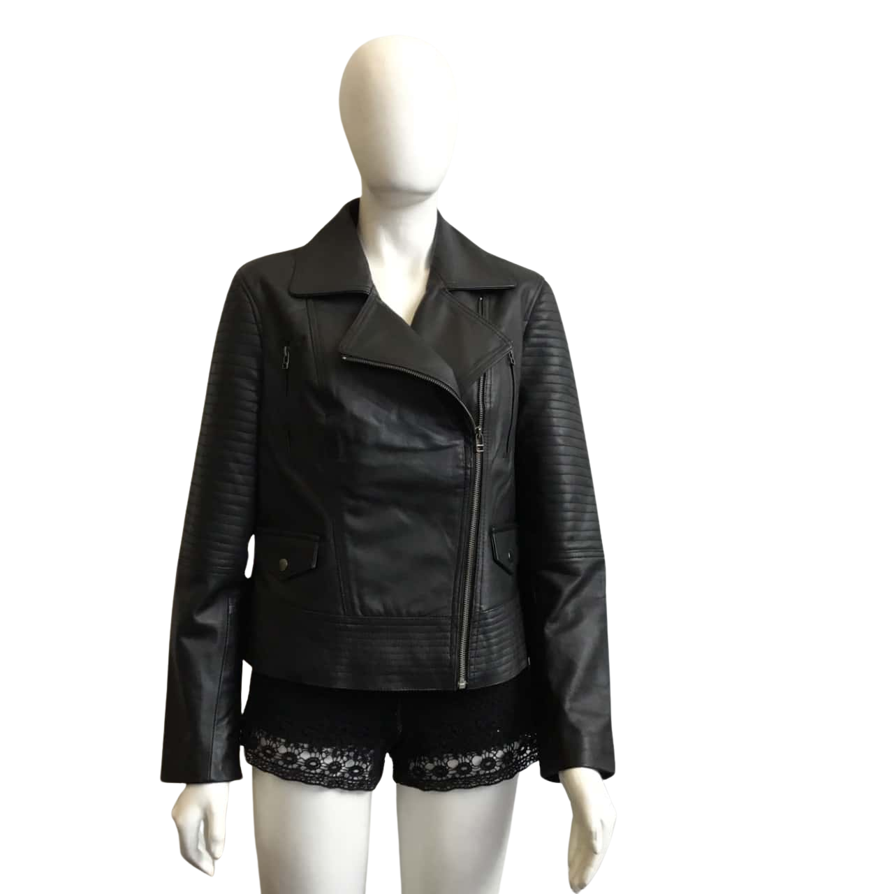 Real Leather Womens Size XL Side Zip Jacket Black(s)