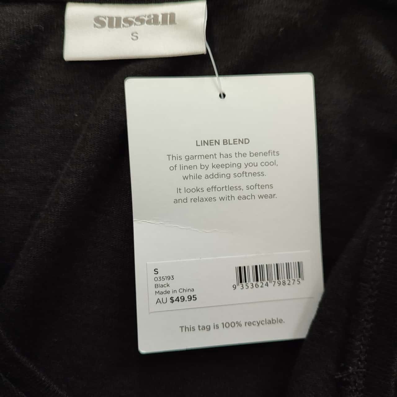 Sussan Womens Short Sleeve Cold Shoulder Black Top Size S BNWT