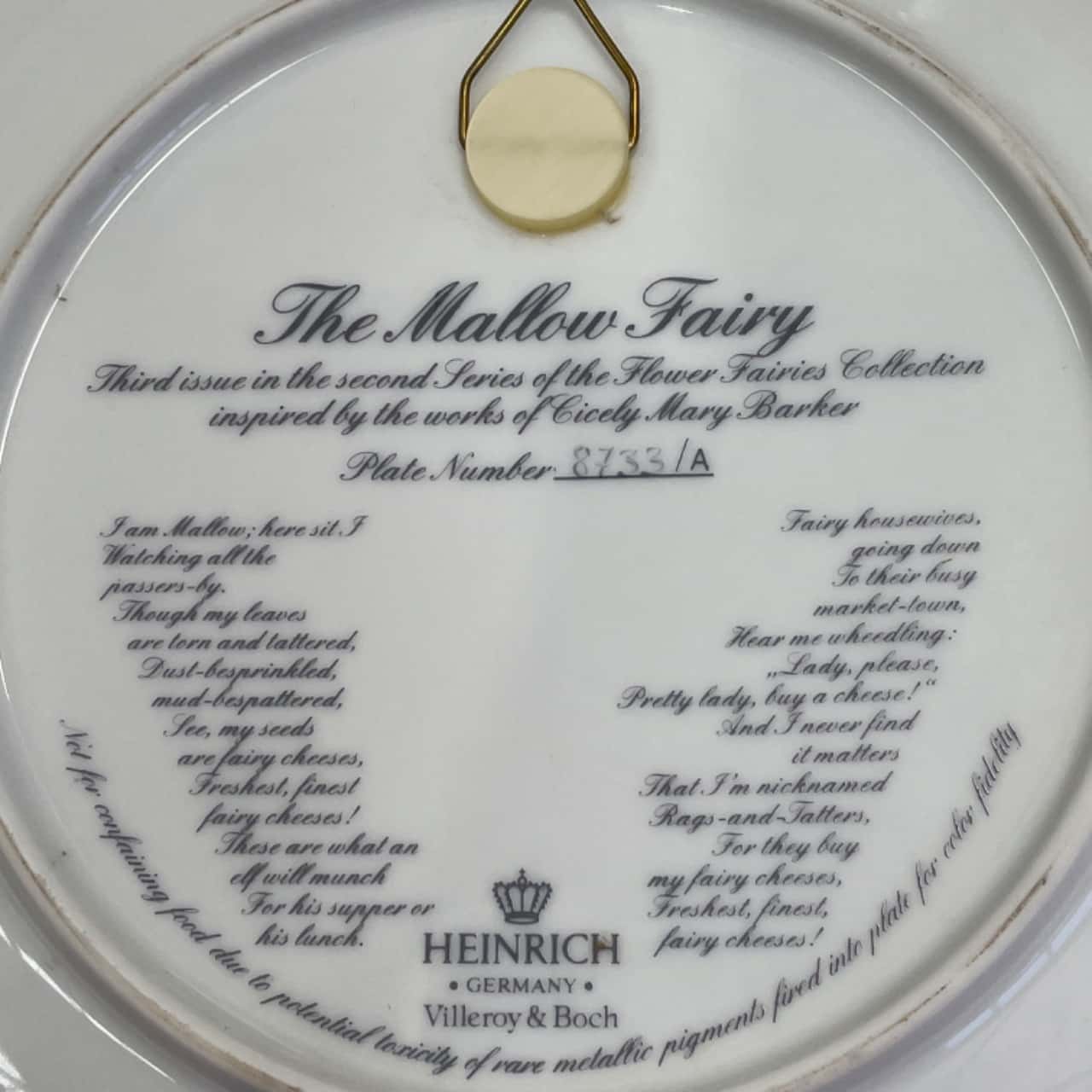 Heinrich “The Mallow Fairy”. 1985 Collectors Plate (s)