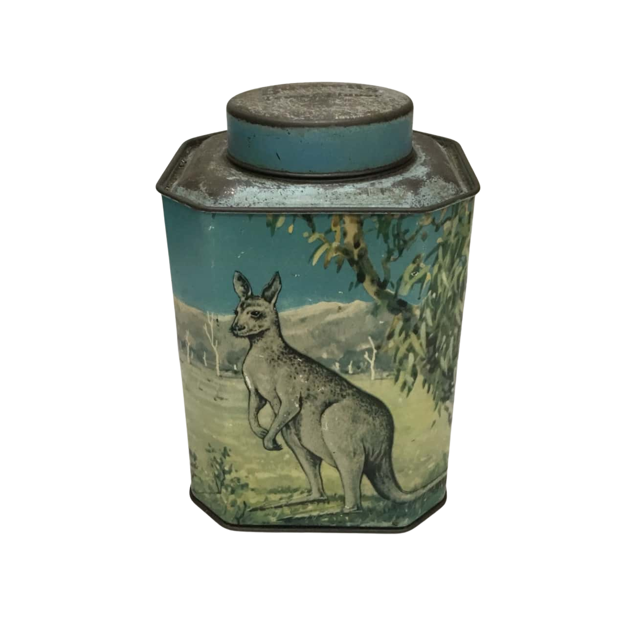 Vintage Bushells 1 Pound Octagonal Tea Tin Circa Mid-20th Century(s)