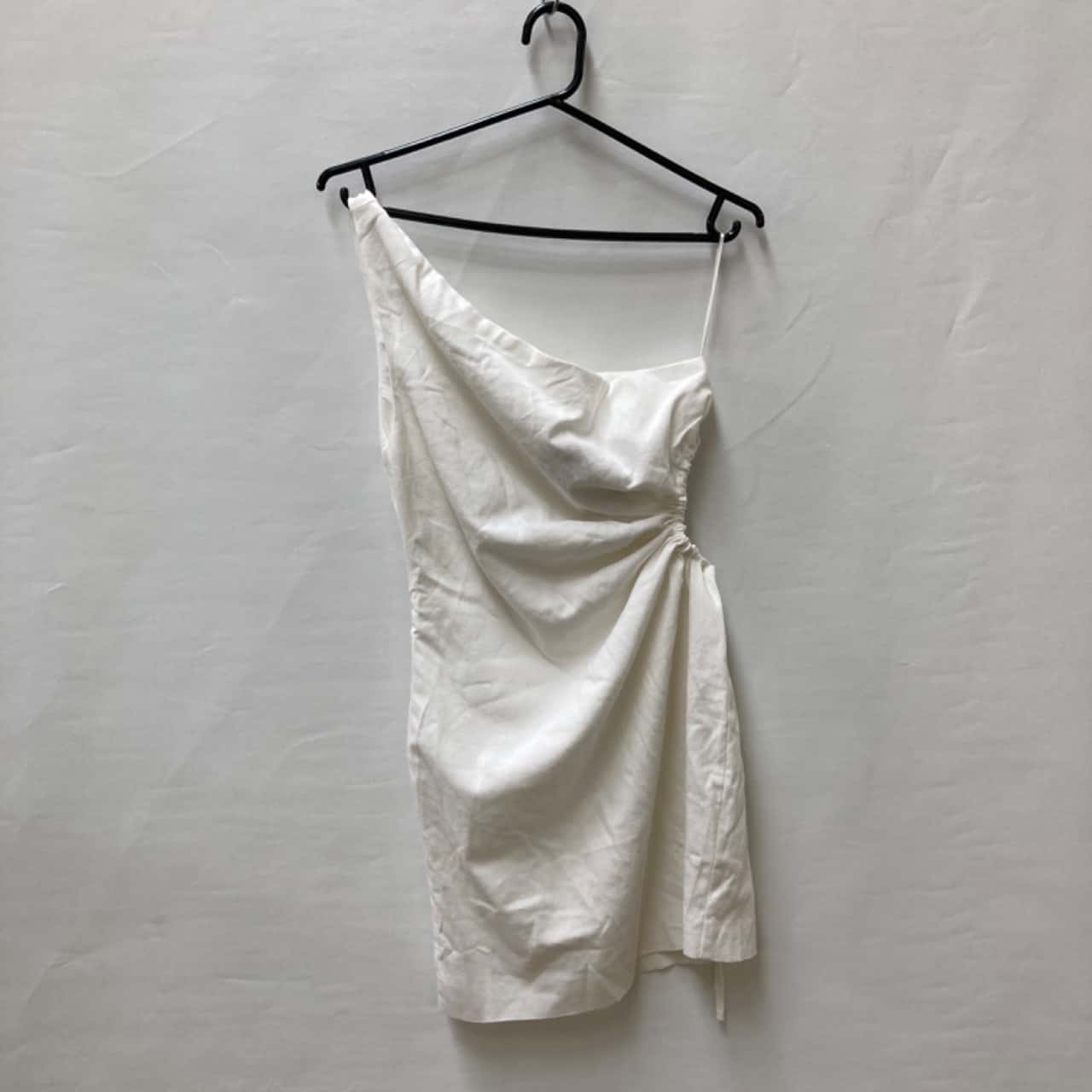 Meshki Womens Size S White one shoulder cut out mini dress (s)