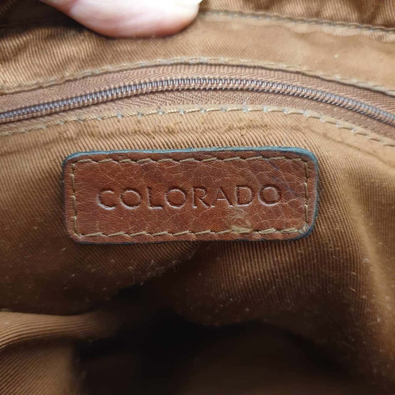 Colorado Classic Tan Brown Leather Zip Top & Zip Front Pocket Detail ...