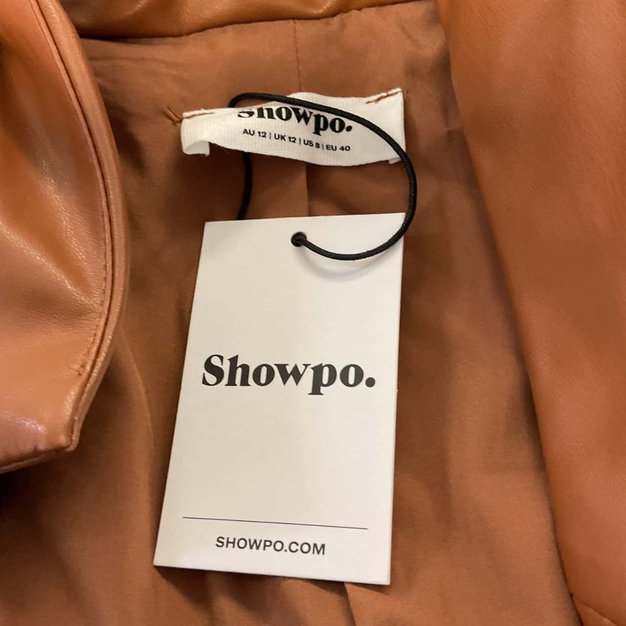 Showpo Womens Size 12 Leather Jacket Brown