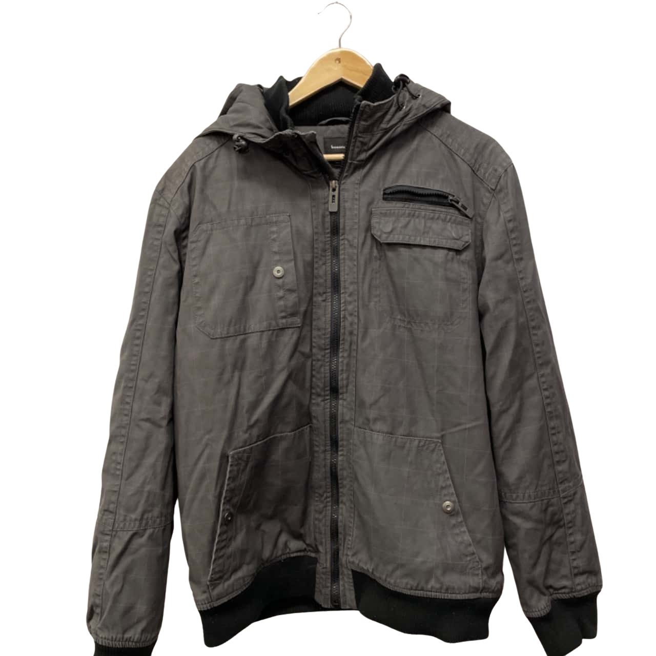 bossini Mens Size L Hood Jacket Black & Grey