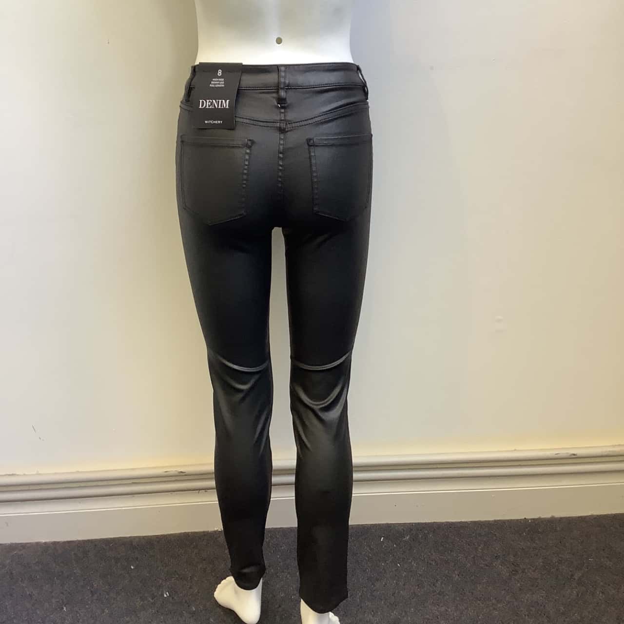 Witchery Womens Size 6-8 Florence Coated Skinny Jeans Black BNWT(s)