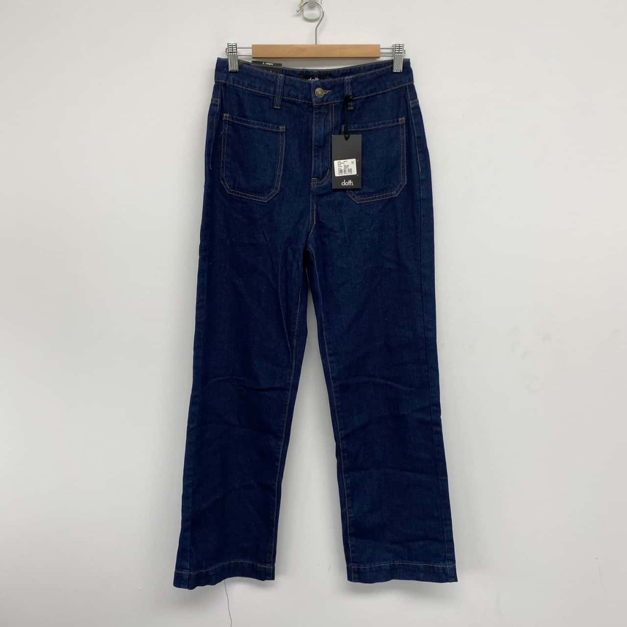 Dotti Indigo Patch Pockets High Rise Full Length Jeans Size 8 (s)