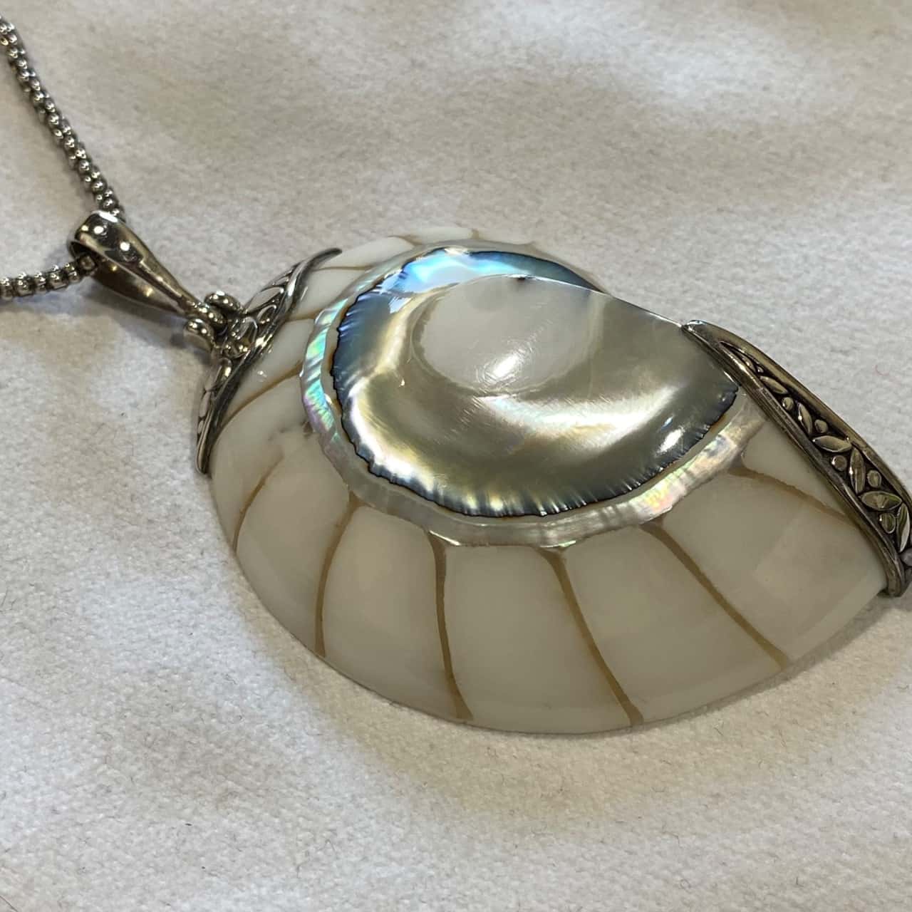 Womens Necklace Nautilus shell set in solid sterling silver necklace(s)