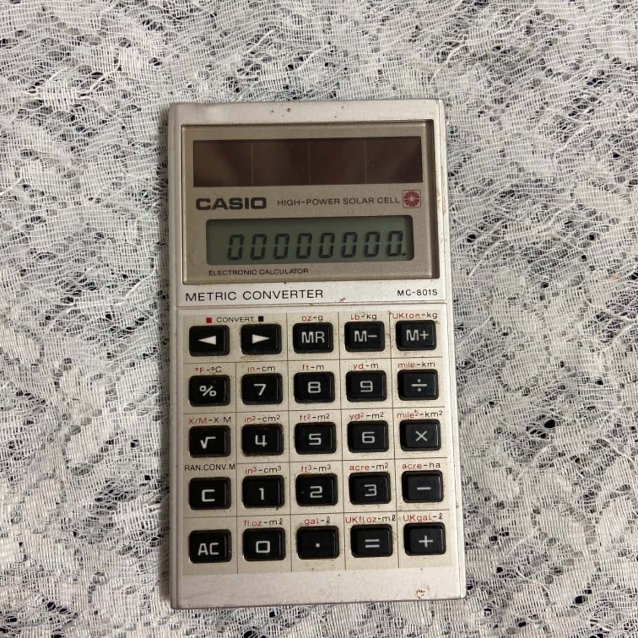Vintage Casio Metric Converter Solar Cell Calculator - MC-801s
