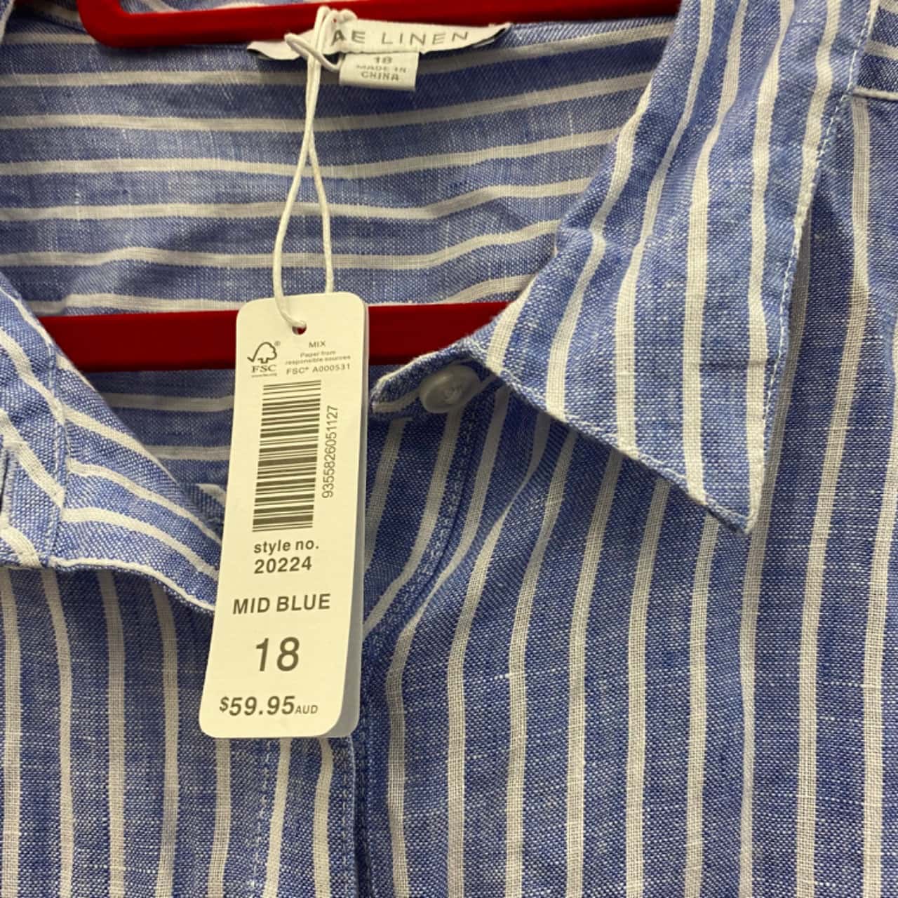 Suzannegrae Womens Size 18 Shirts & Blouses Blue / Striped / White (s)