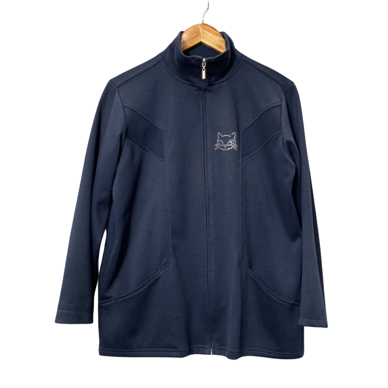 *EOFY SALE* Women’s Black Pepper by Breakaway Size 12 Navy Blue Mock Neck Knit Jacket