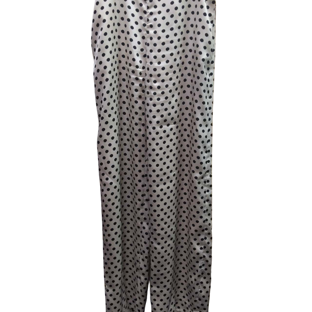 Womens Satin Black And White Polka Dotted Party Formal Wear Pants Size 38