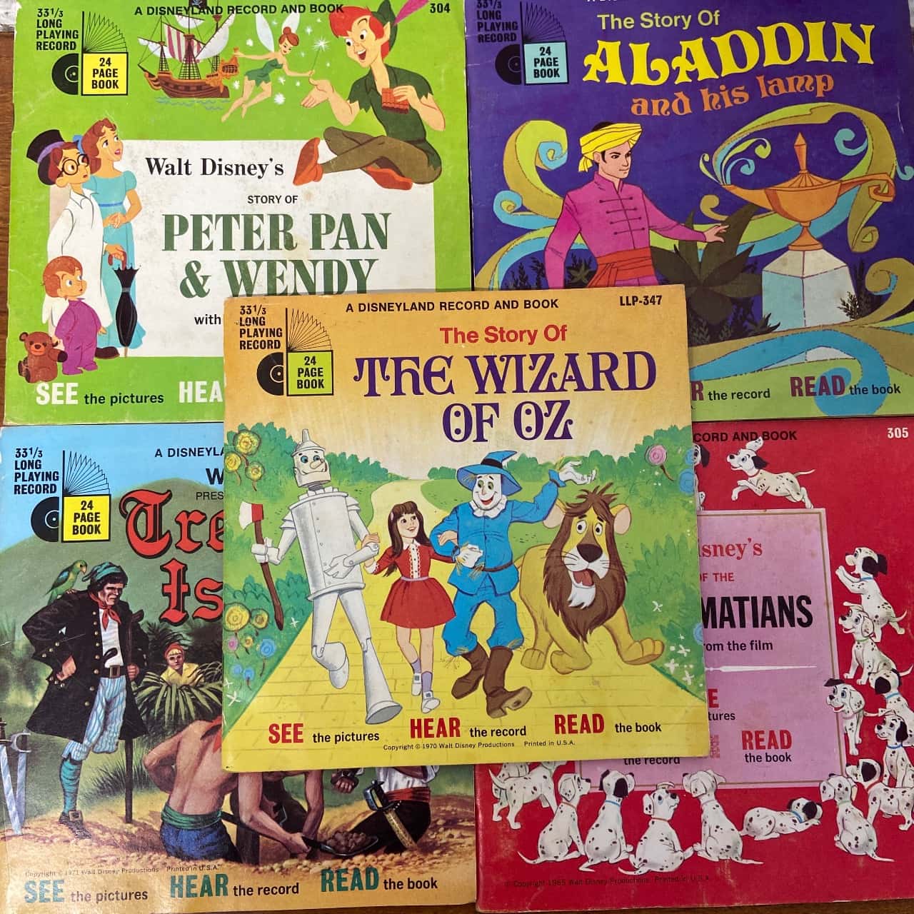 5 x Vintage Walt Disney Read-Along record and book(s)
