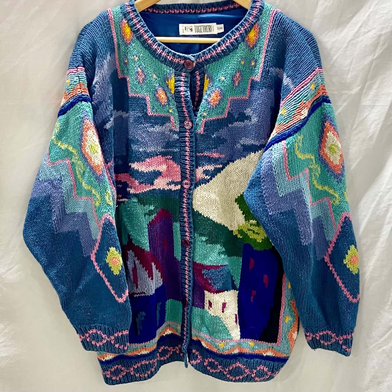 Together Size M Saturn Lined multi-coloured Cardigan-Vintage Style (s)