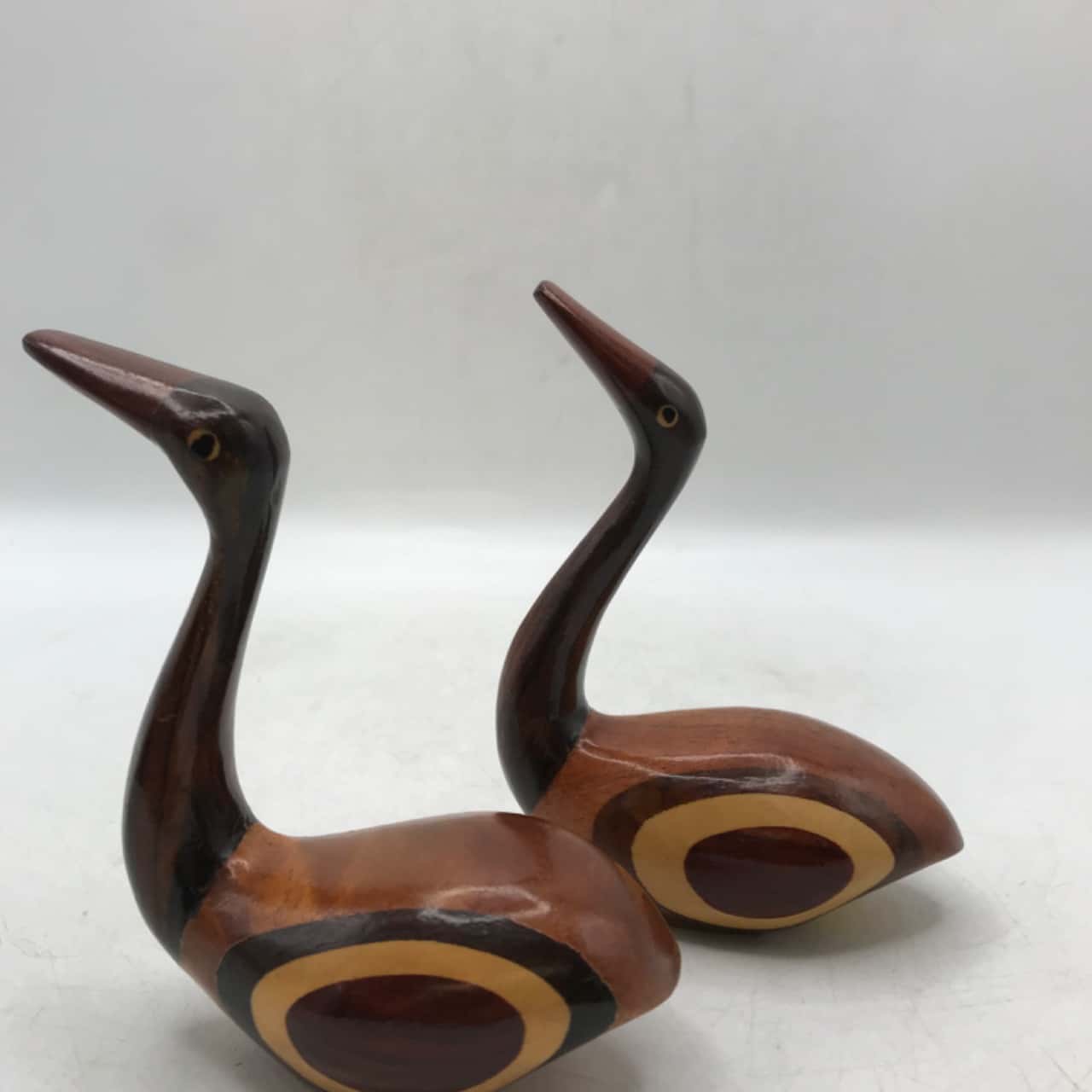 Retro Gorgeous Hand Carved Pair Wooden Ducks " Golf Club Look" 13 cm H ...