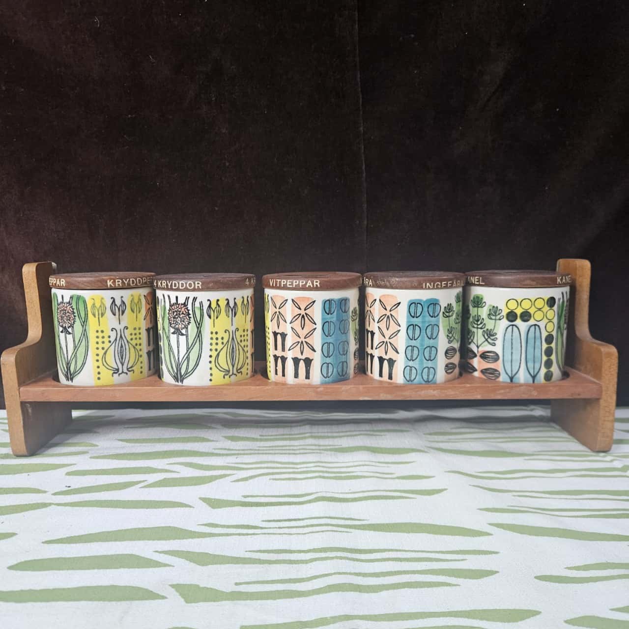 Vintage, Anita Nylund Pepperino Spice Jars and Rack(s)