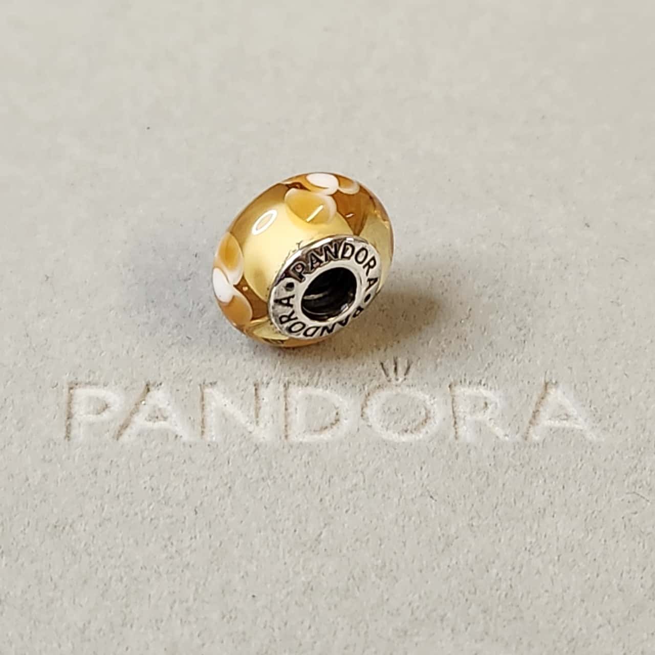 Pandora - Flowers For You Pale Orange Murano Glass Charm - Retired(s)
