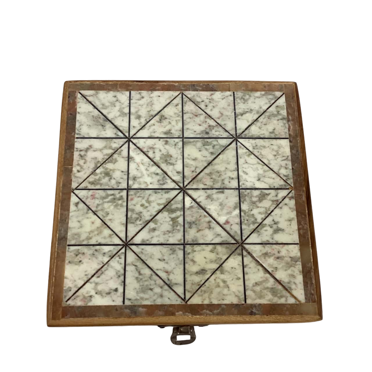 Vintage Wooden Bagh Chal Nepalese Tiger Game with Stone Pieces and Inlay