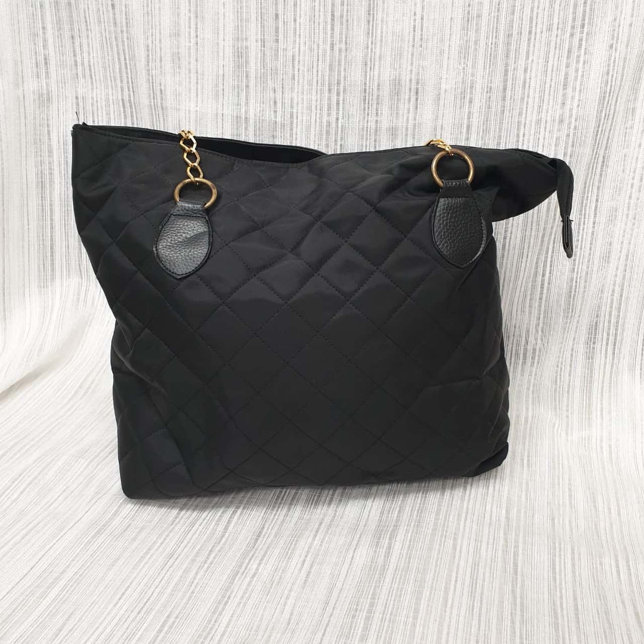 Classy Black Tote /Shopper / Holiday Weekender / Handbag with Gold Tone ...