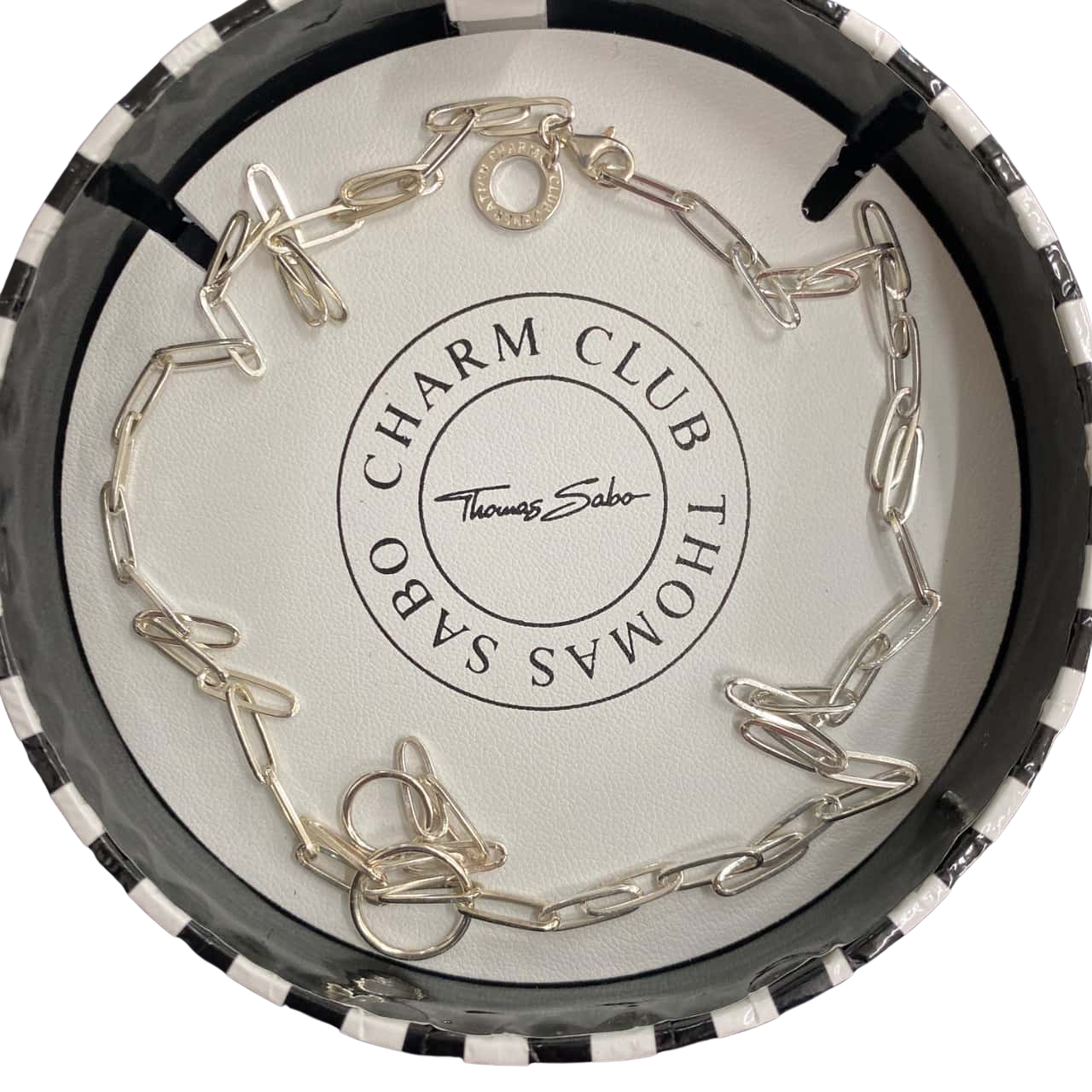 THOMAS SABO Womens Stirling silver ‘Charm club’ 30cm drop belcher chain ...