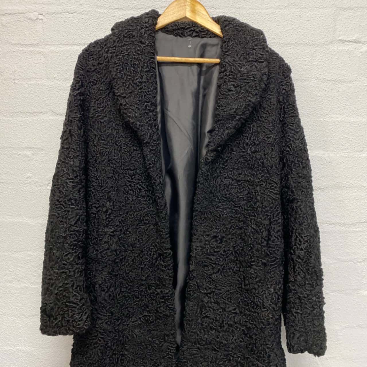 Vintage Black Persian Curly Lamb fur style coat