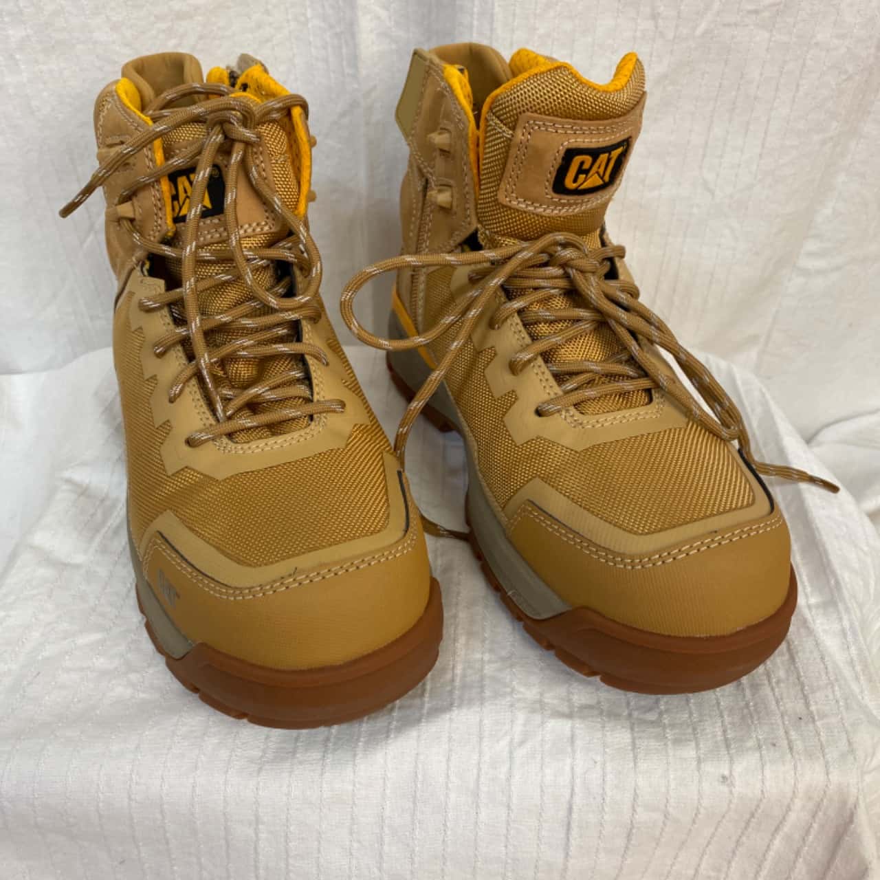 Caterpillar Unisex Size 7 Tan Brown / Yellow Composite toe Workboots (s ...