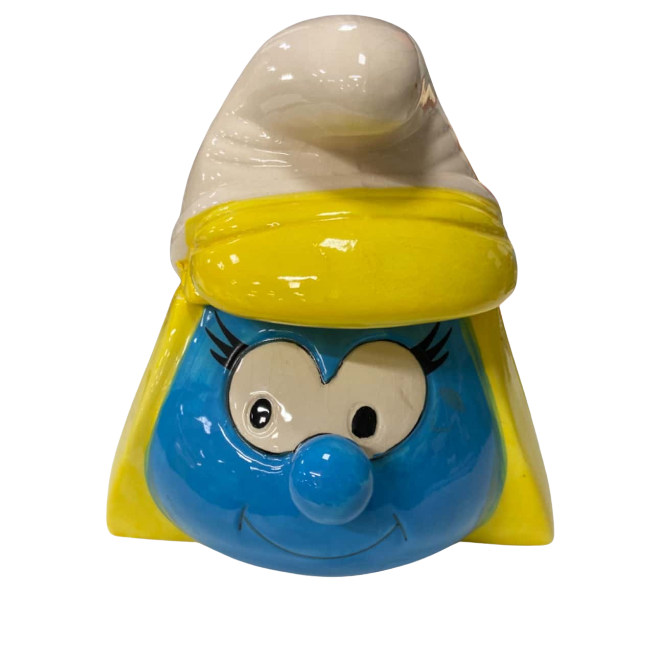 Yellow Smurf ceramic jar