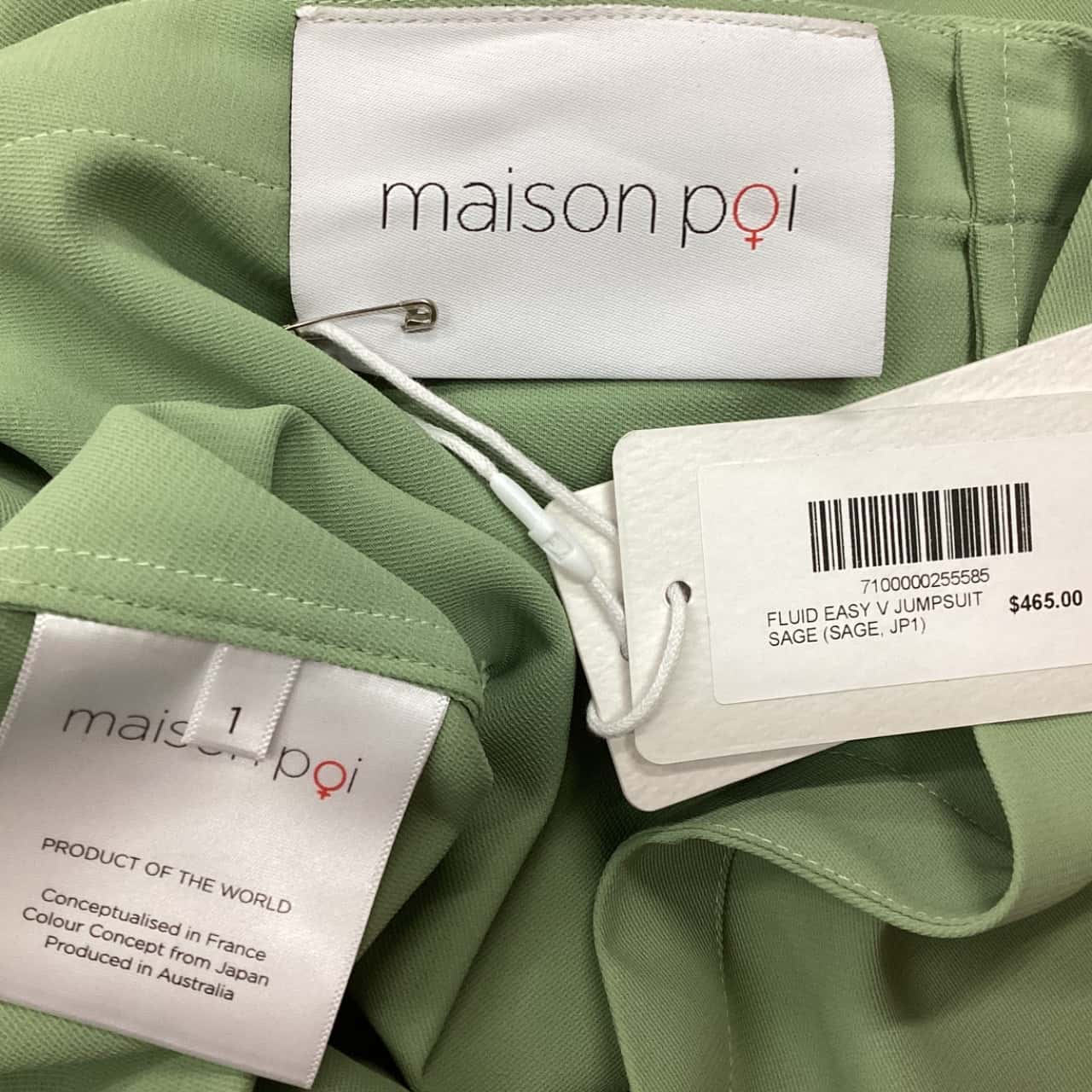 Maison Poi Size 1 Sleeveless Jumpsuit Sage Green (s)