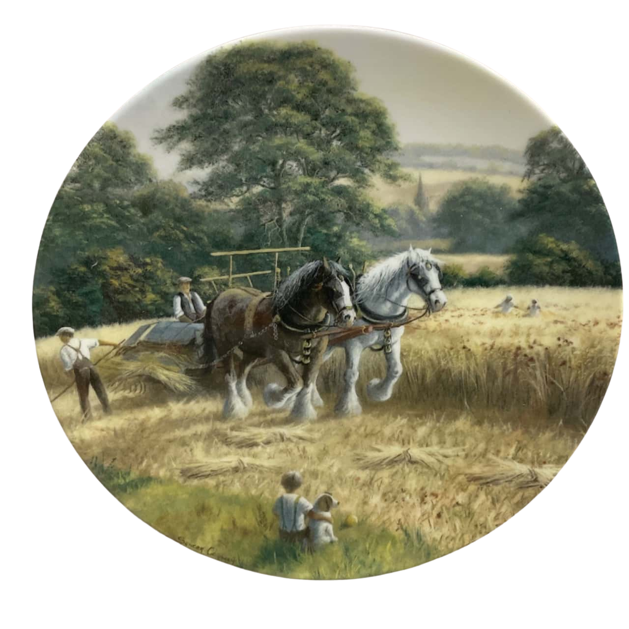 SHIRE HORSE PLATE - THE RAISING OF THE HAY-RICK - AS ONCE THEY WORKED ...