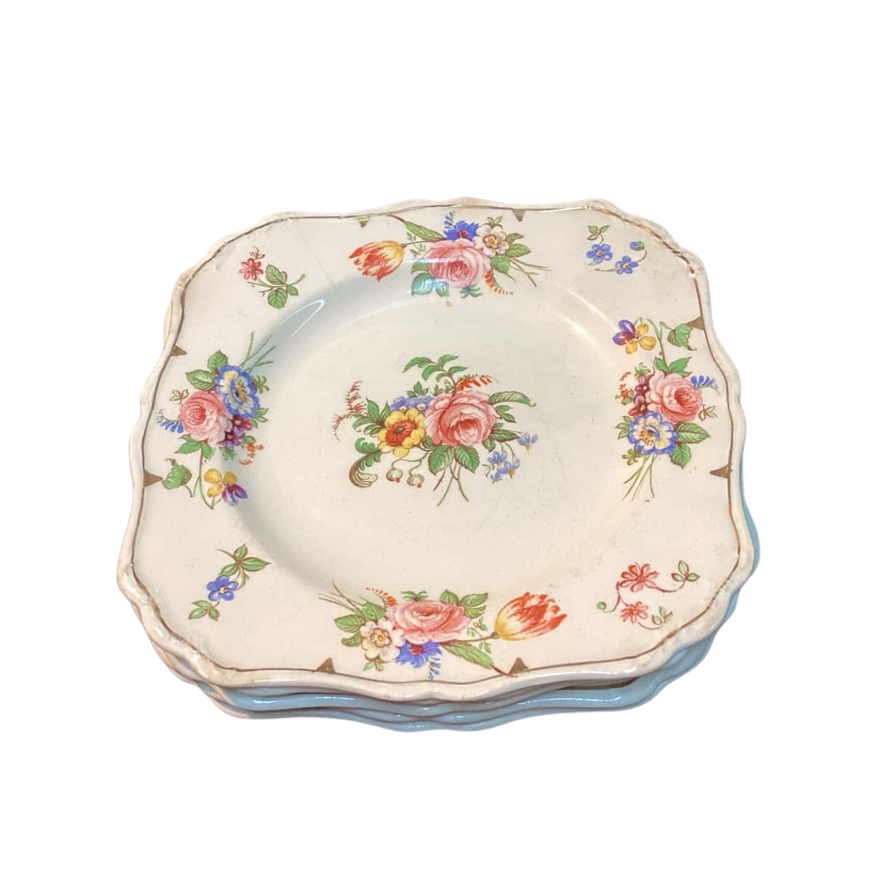 Vintage J & G Meakin Porcelain Square 5pc Plate Set(s)