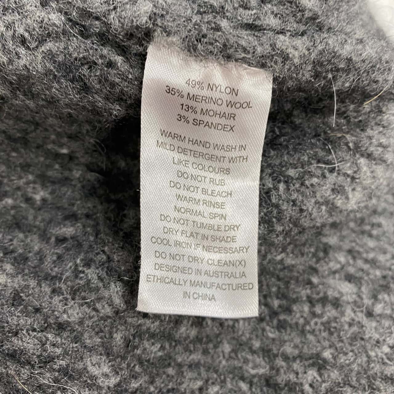 Fletcher Jones Womens Size L Longline Merino Wool Cardigan Grey