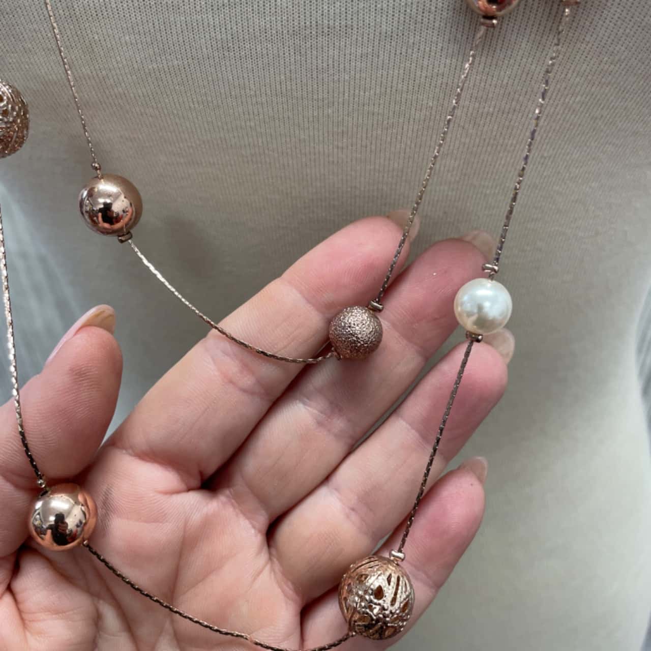 Womens long 2 tier Necklace Pearl / Rose Gold (s) - Used Good | Salvos ...