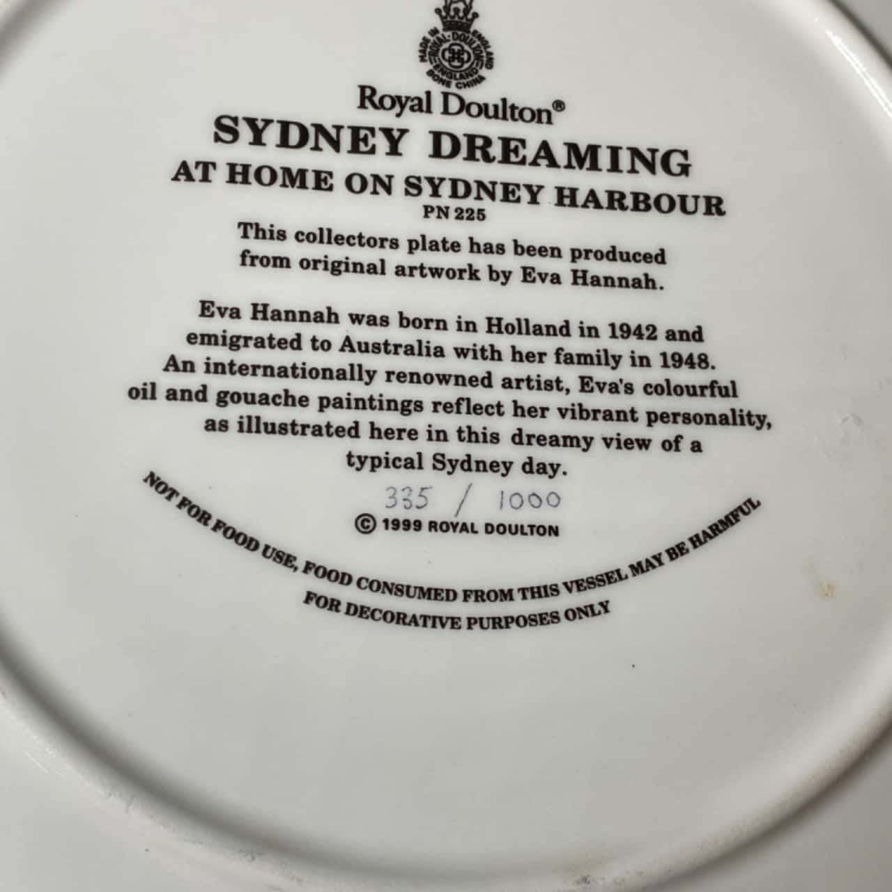 Royal Doulton Sydney Dreaming Plate 335/1000