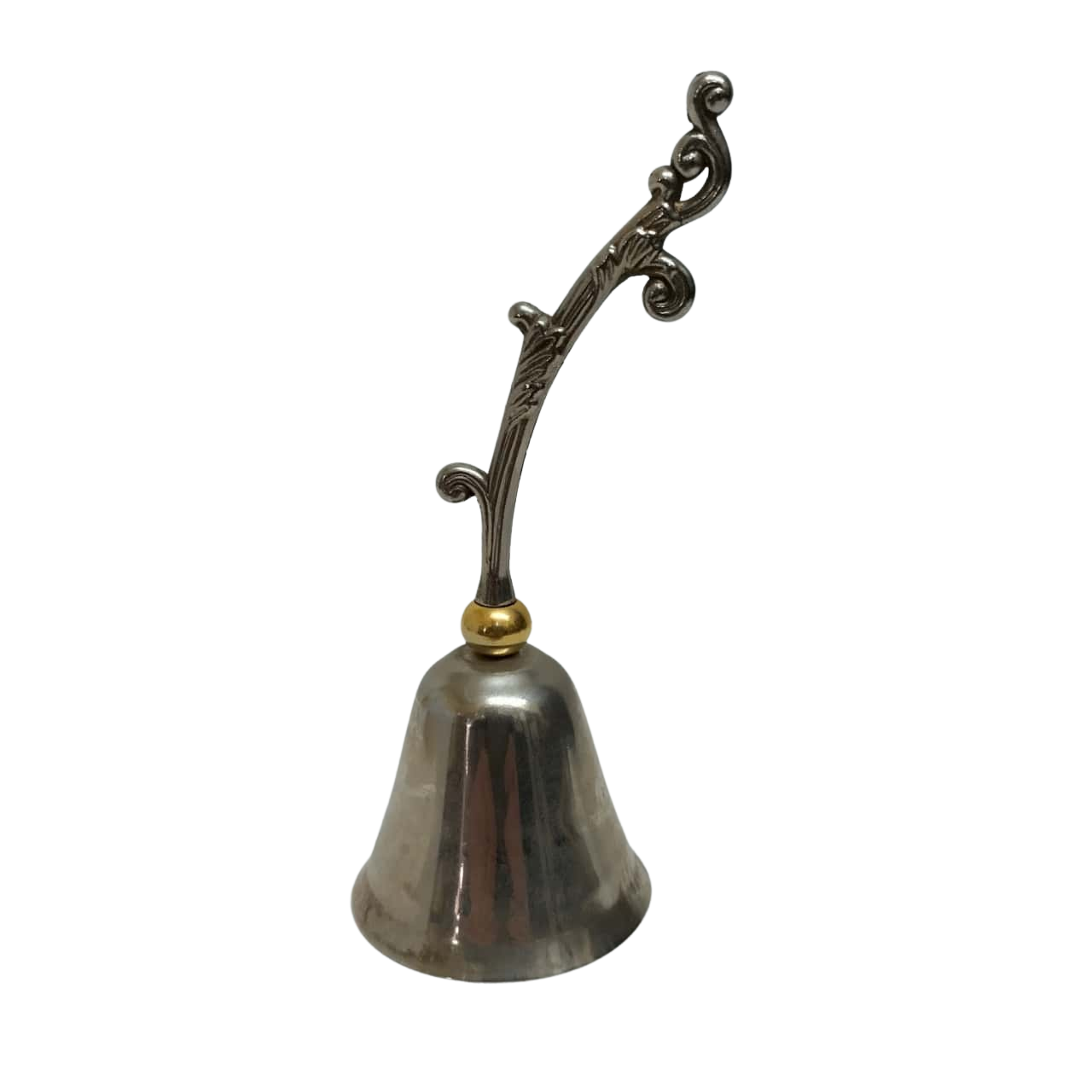 Silver Coloured Bell With Brass Detail(s)