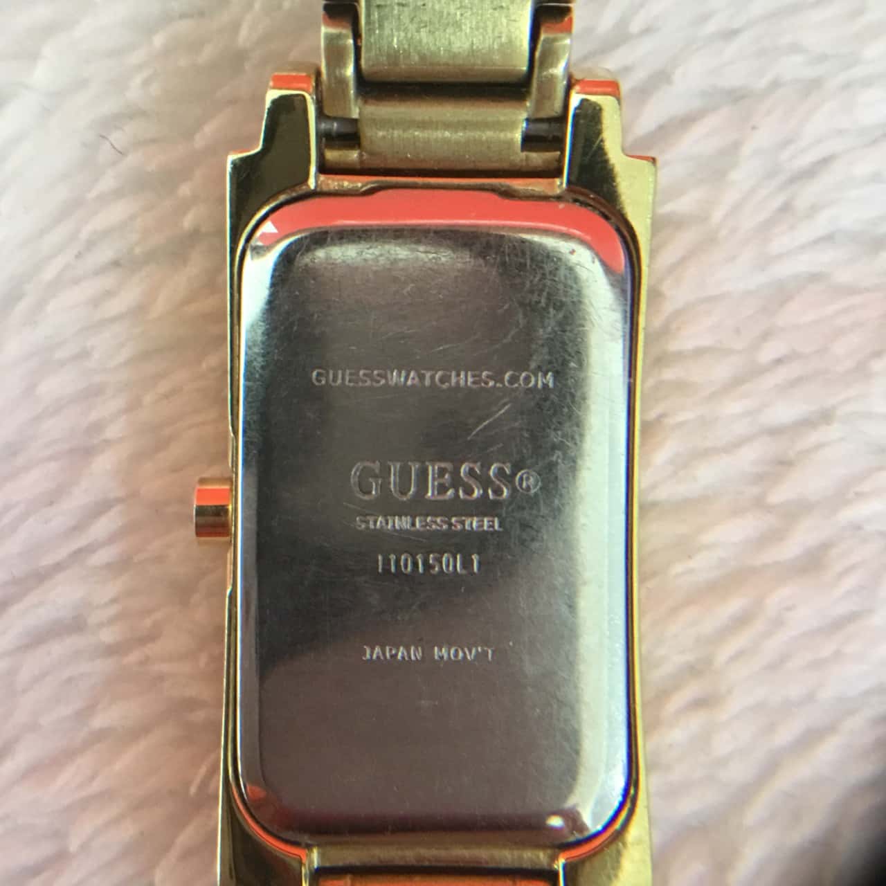 Guess Watch Ladies Women Gold Tone Clear Rhinestones Rectangle Dial ...