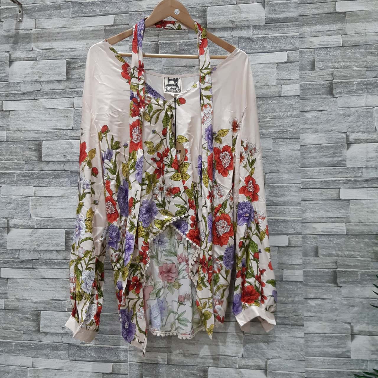 Jaase Womens Size XL Floral Tops / Long Sleeve Beige / Floral (s)