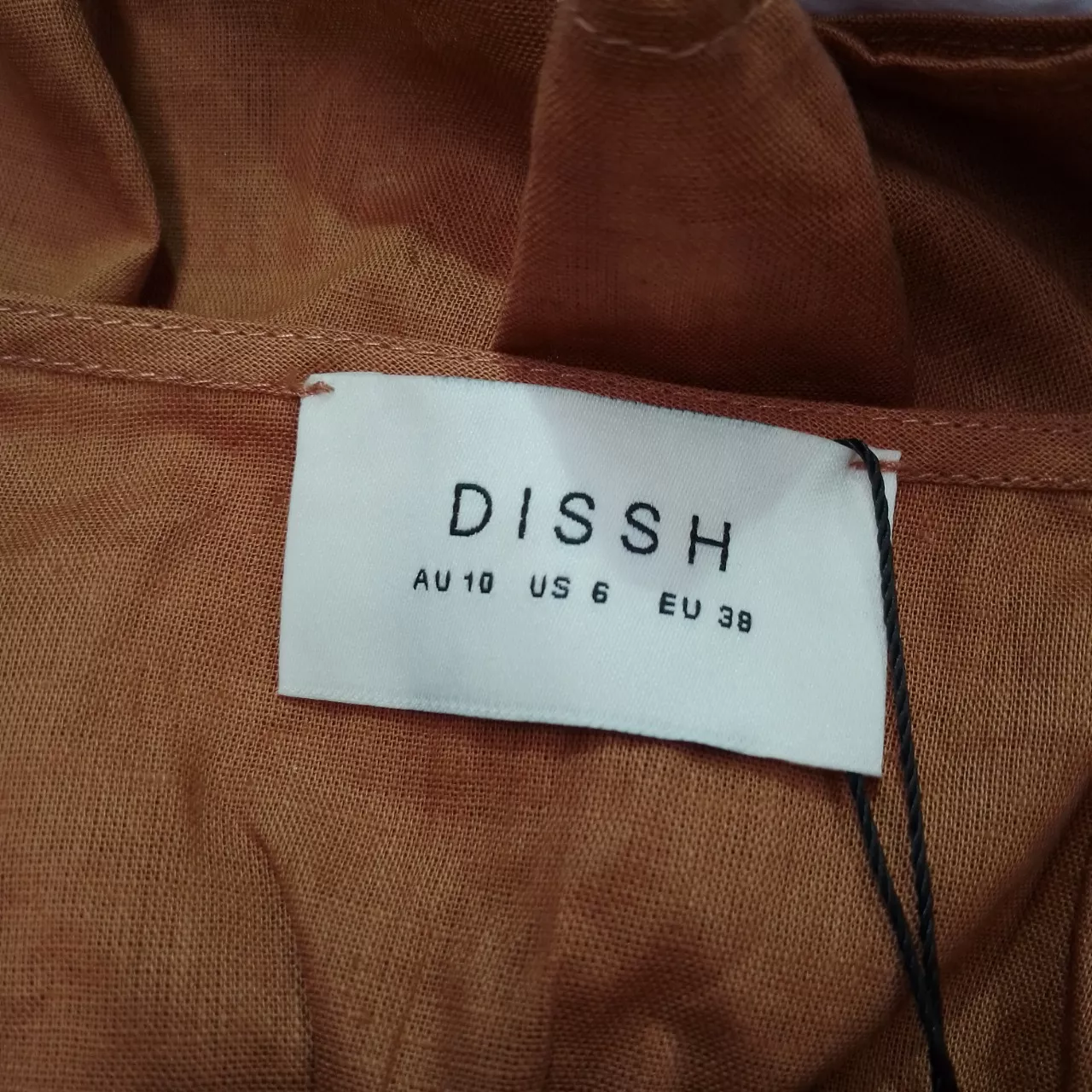 Dissh Women's Size 10 Brown Linen-blend Top(s)
