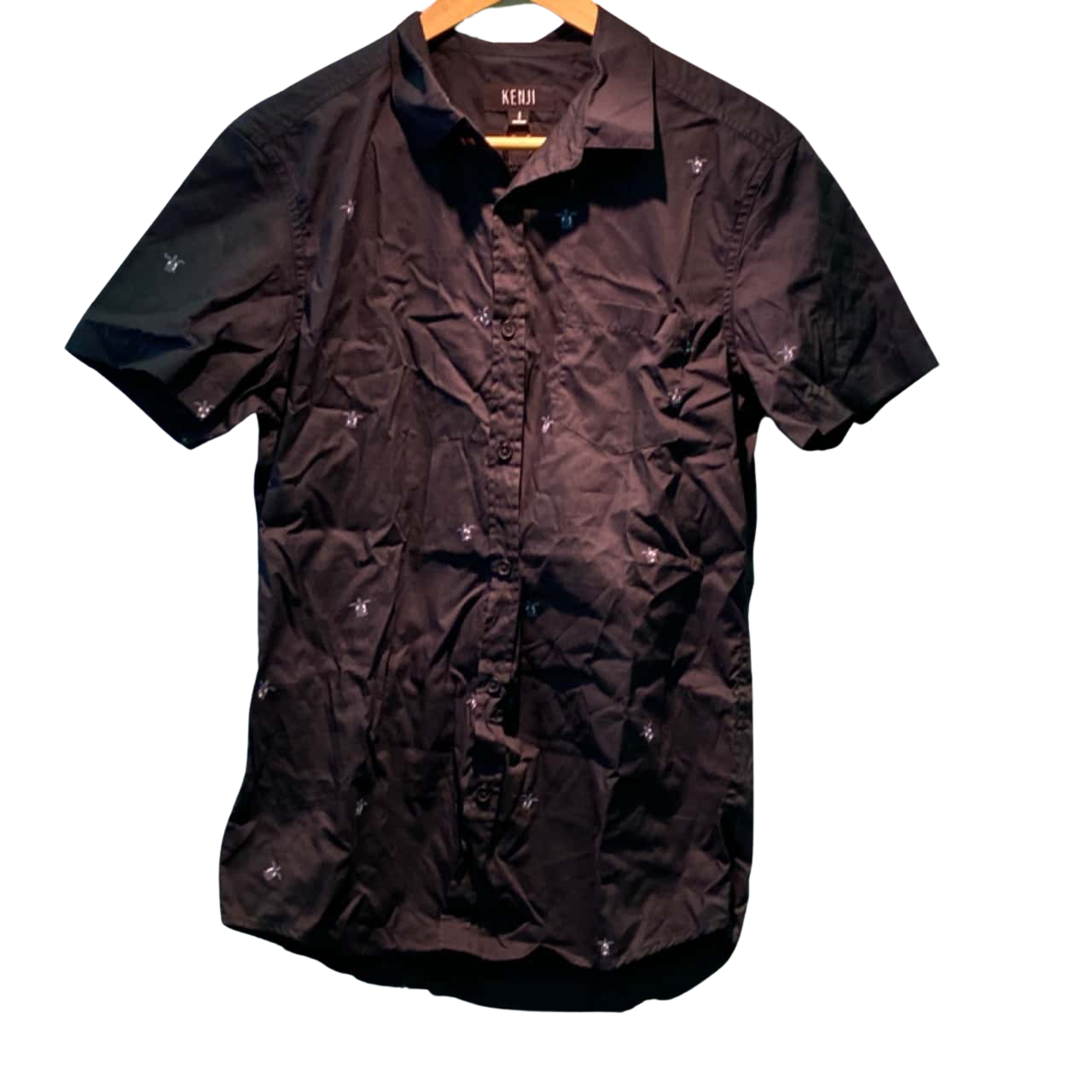 Kenji Mens Size L Short Sleeve Animal print / Black / Blue (s)