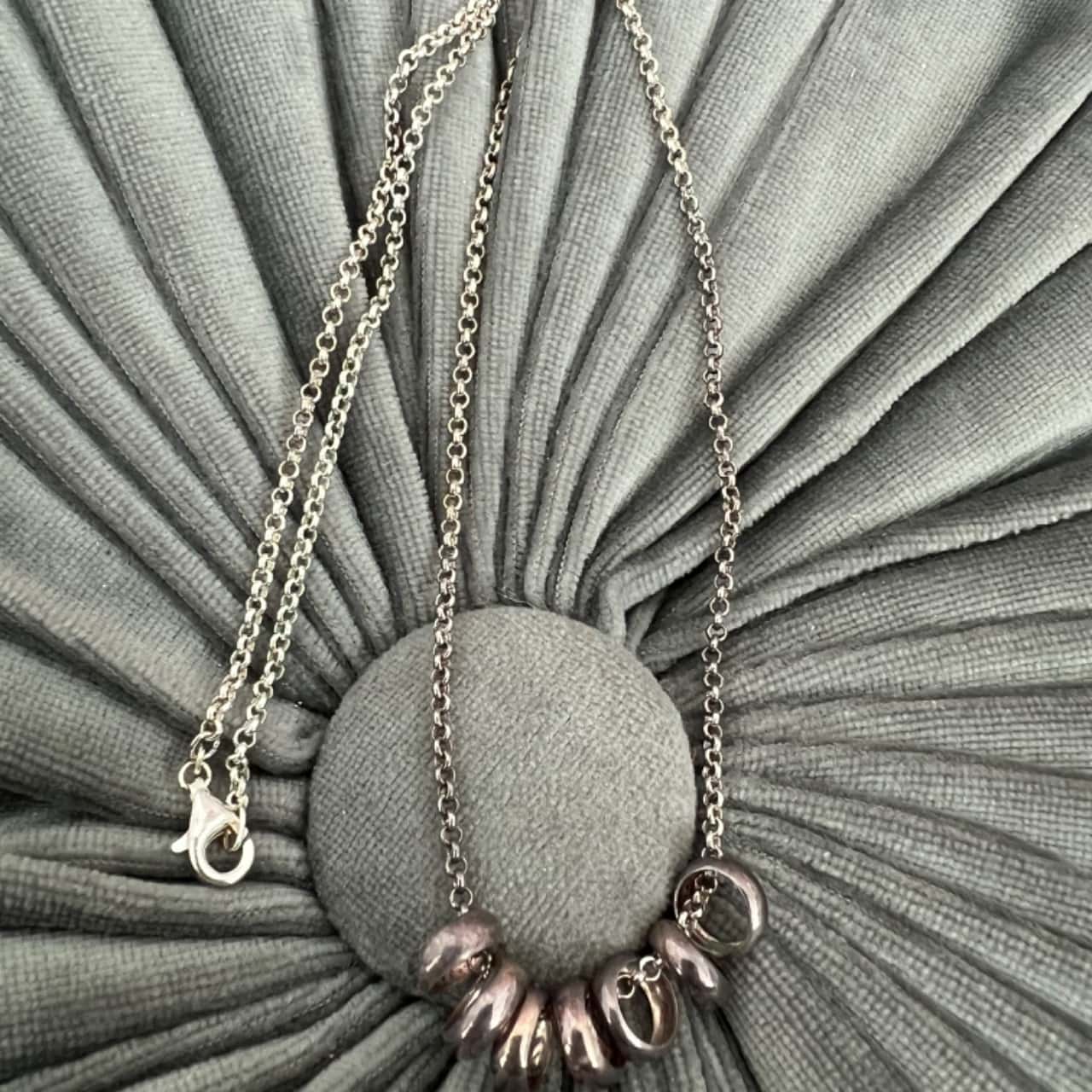 VINTAGE STERLING SILVER Chain with 7 Lucky Rings(s)