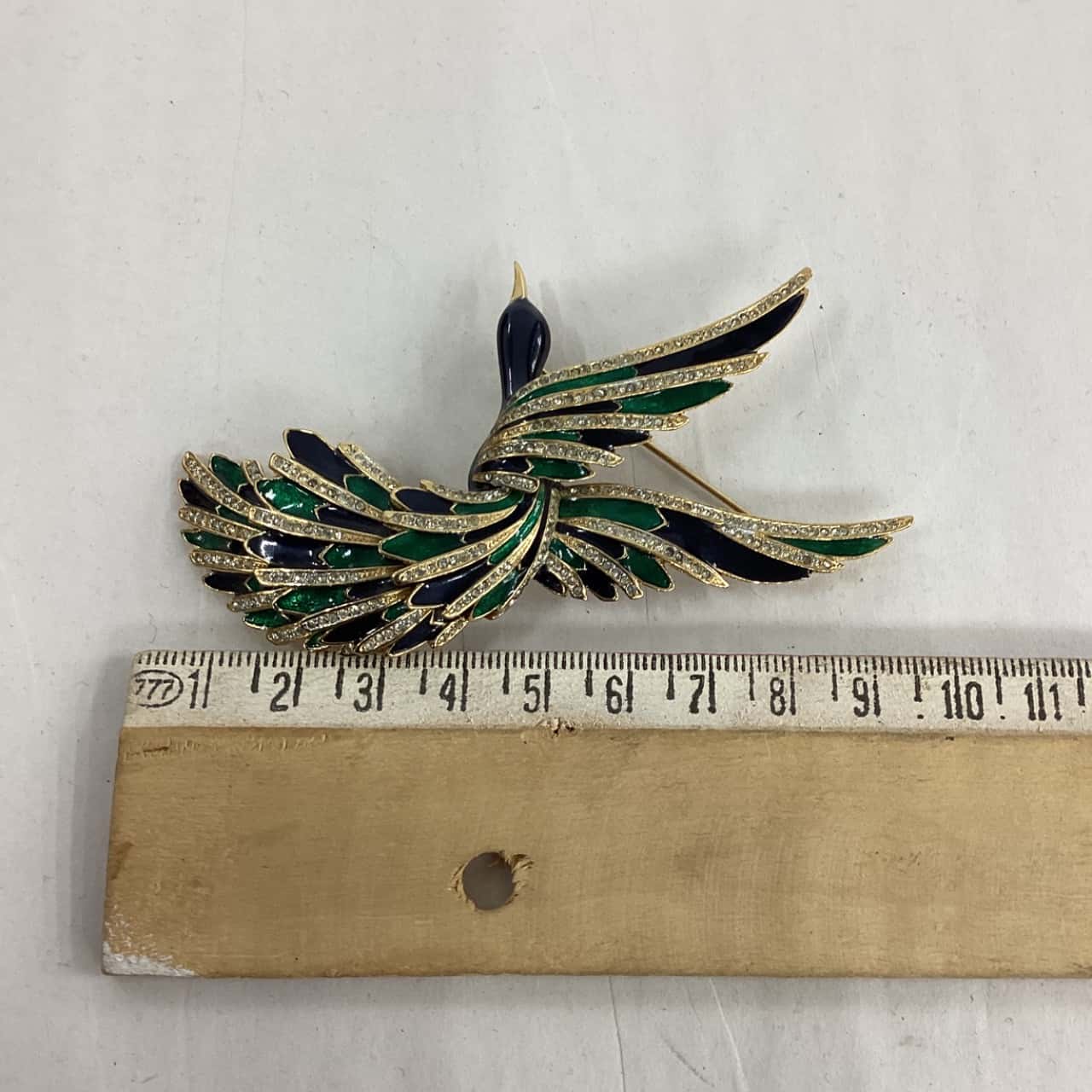 Womens Vintage D’Orlan Brooch Gold Tone Enamel Bird